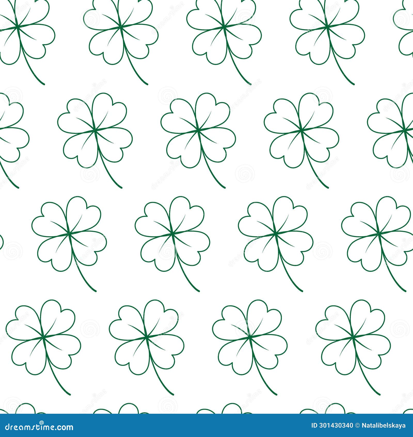 Seamless Pattern of Outline Four Leaf Clover. Design Concept St Stock ...