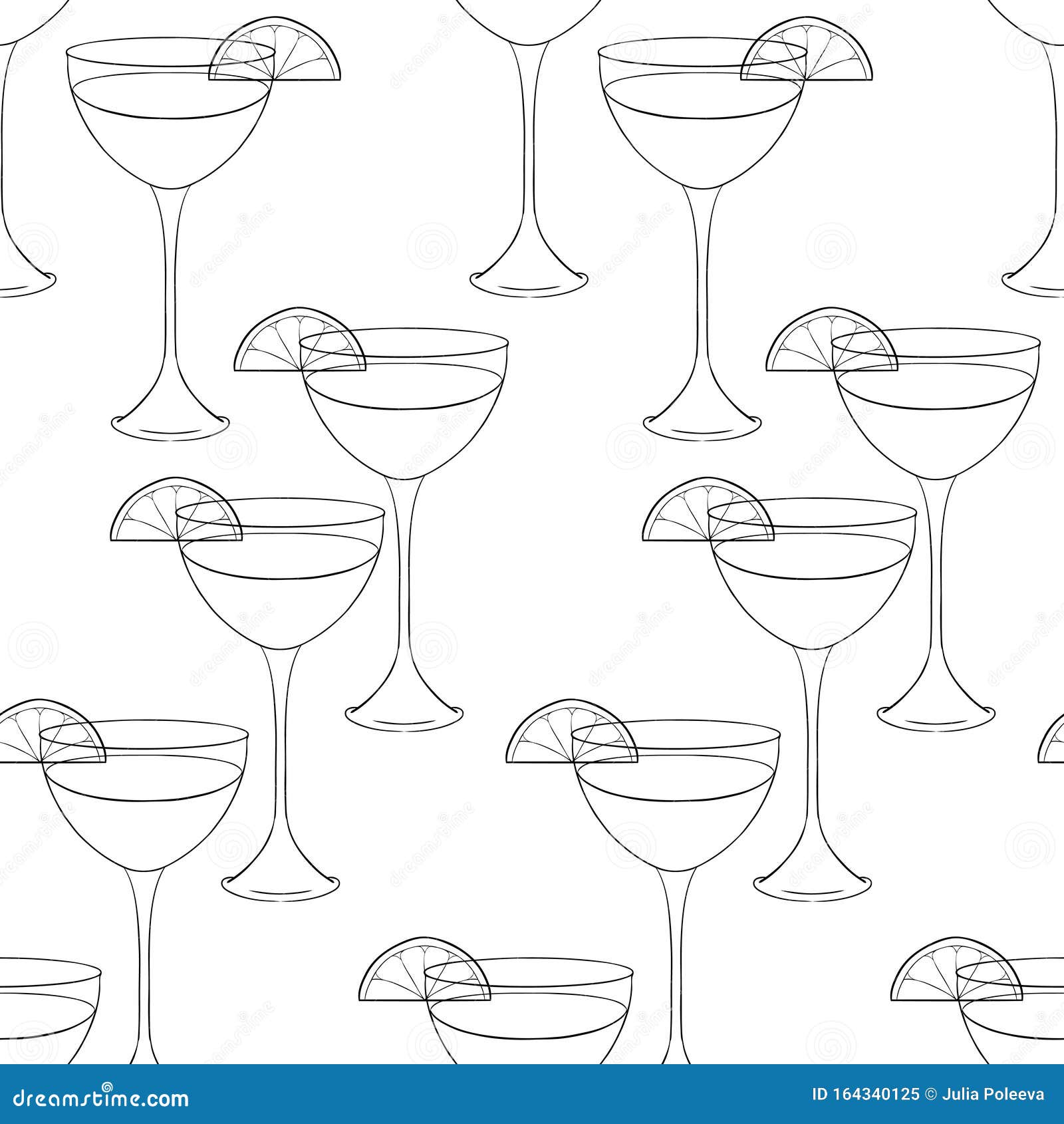 Seamless Pattern of Outline Glass. Hand Drawn Vector Illustration ...