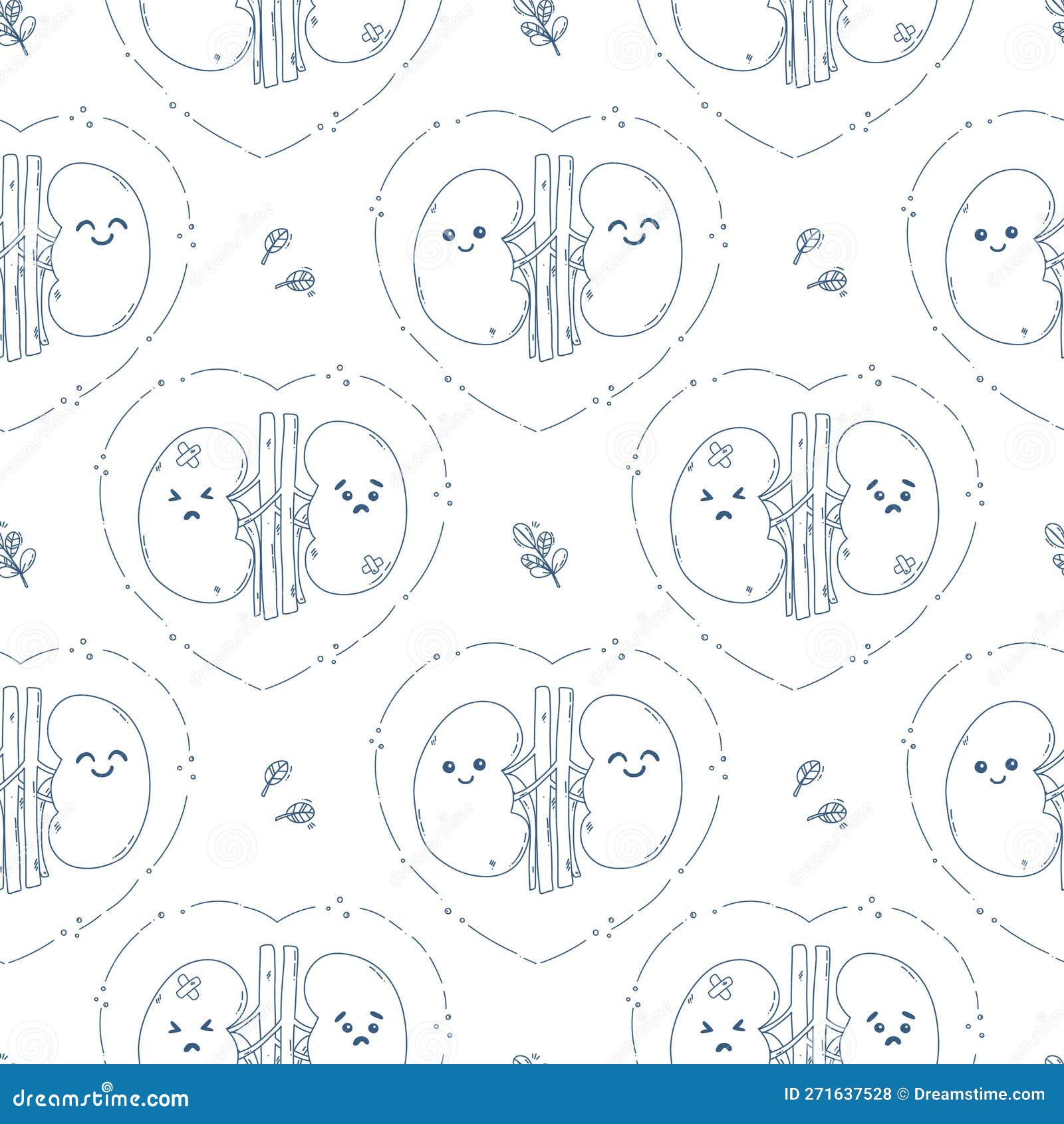 Vector Seamless Pattern with Kidneys in Cartoon Style Stock Vector ...