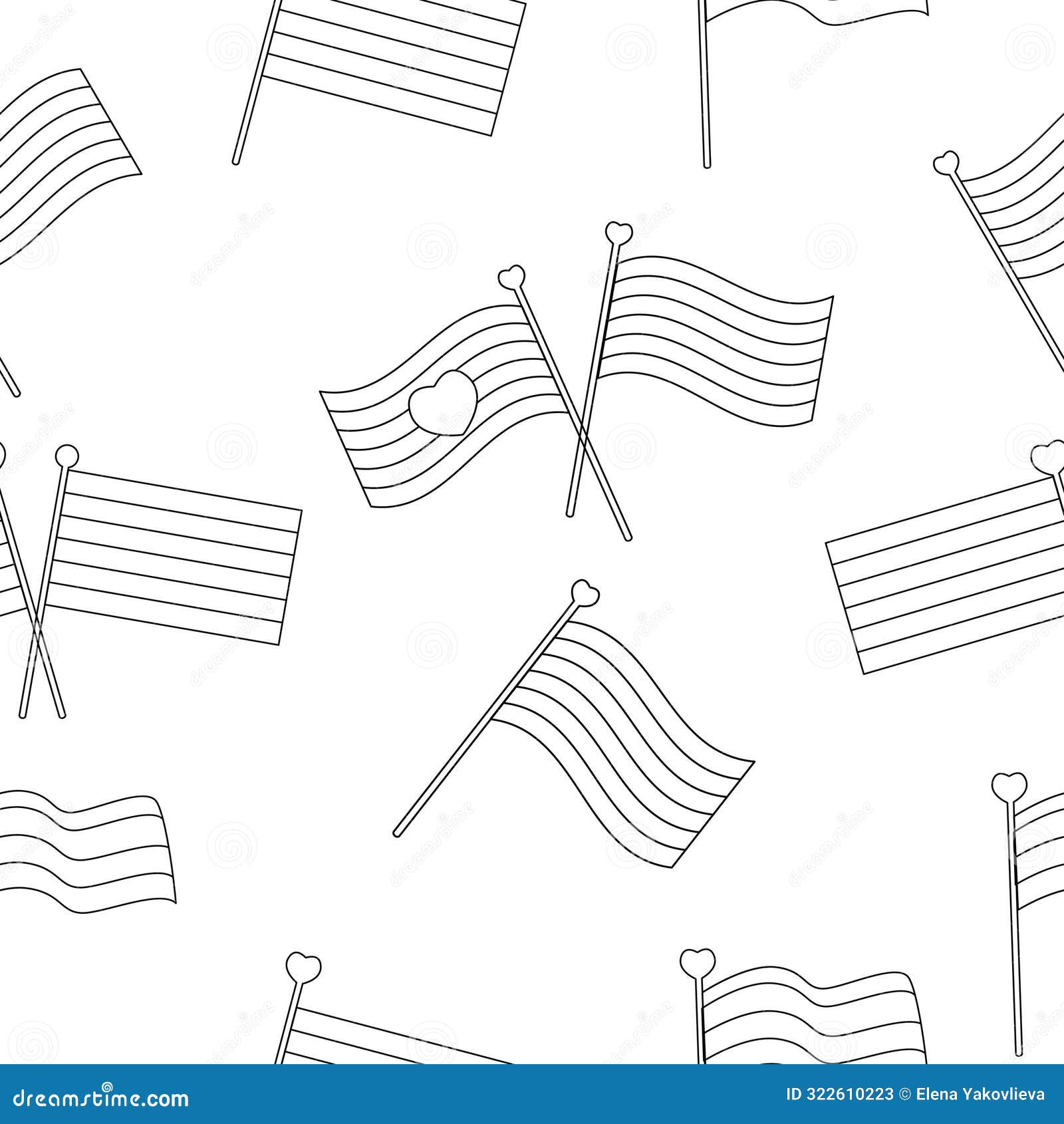 Seamless Pattern Outline Lgbt Different Flags. Pride Month Stock Vector ...