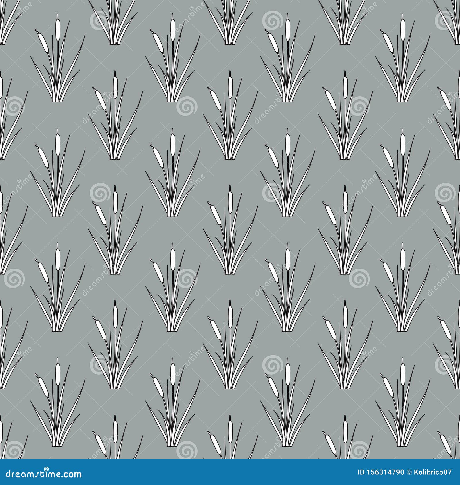 Seamless Pattern of Outline Reed Bushes Stock Vector - Illustration of ...