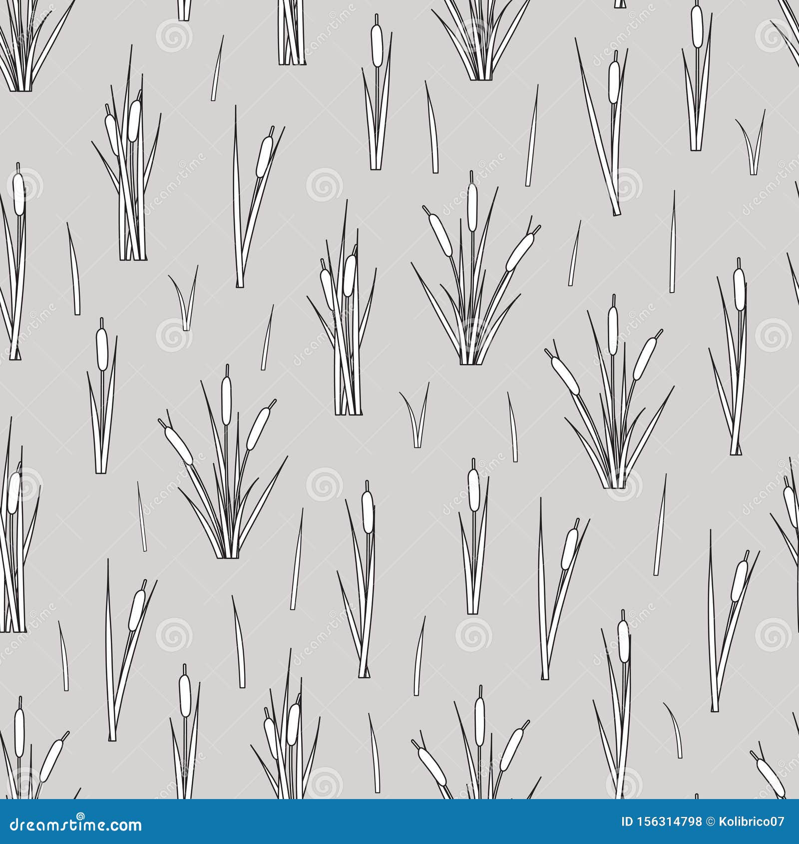 Seamless Pattern of Outline Reed Bushes Stock Vector - Illustration of ...