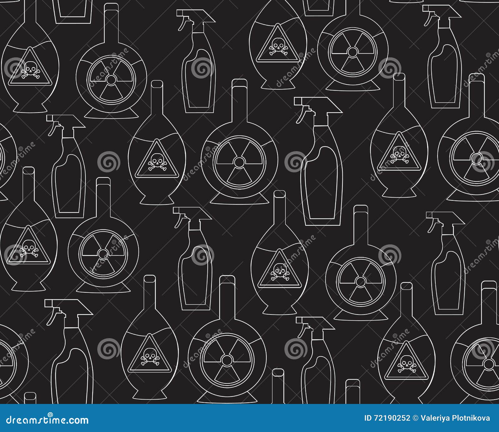 Seamless Pattern with Outline Toxic Chemicals in the Bottles Stock ...