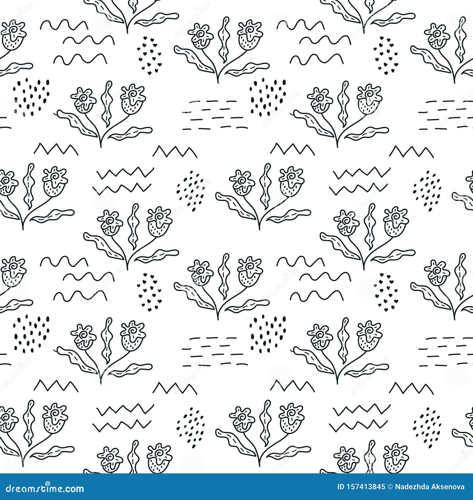 Pattern Outlines, Painted Flower Backgrounds And Textures. Illustration ...