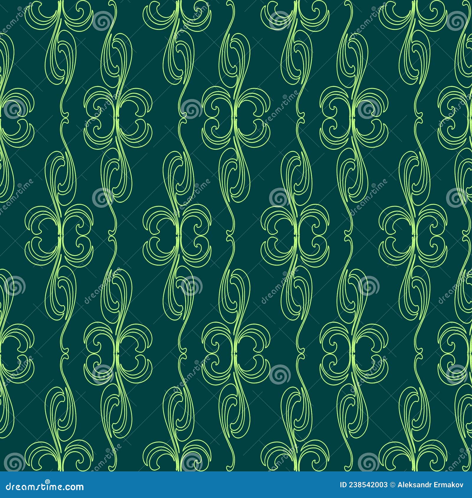 Seamless Pattern of Outlines Decorative Vintage Design Elements Stock ...