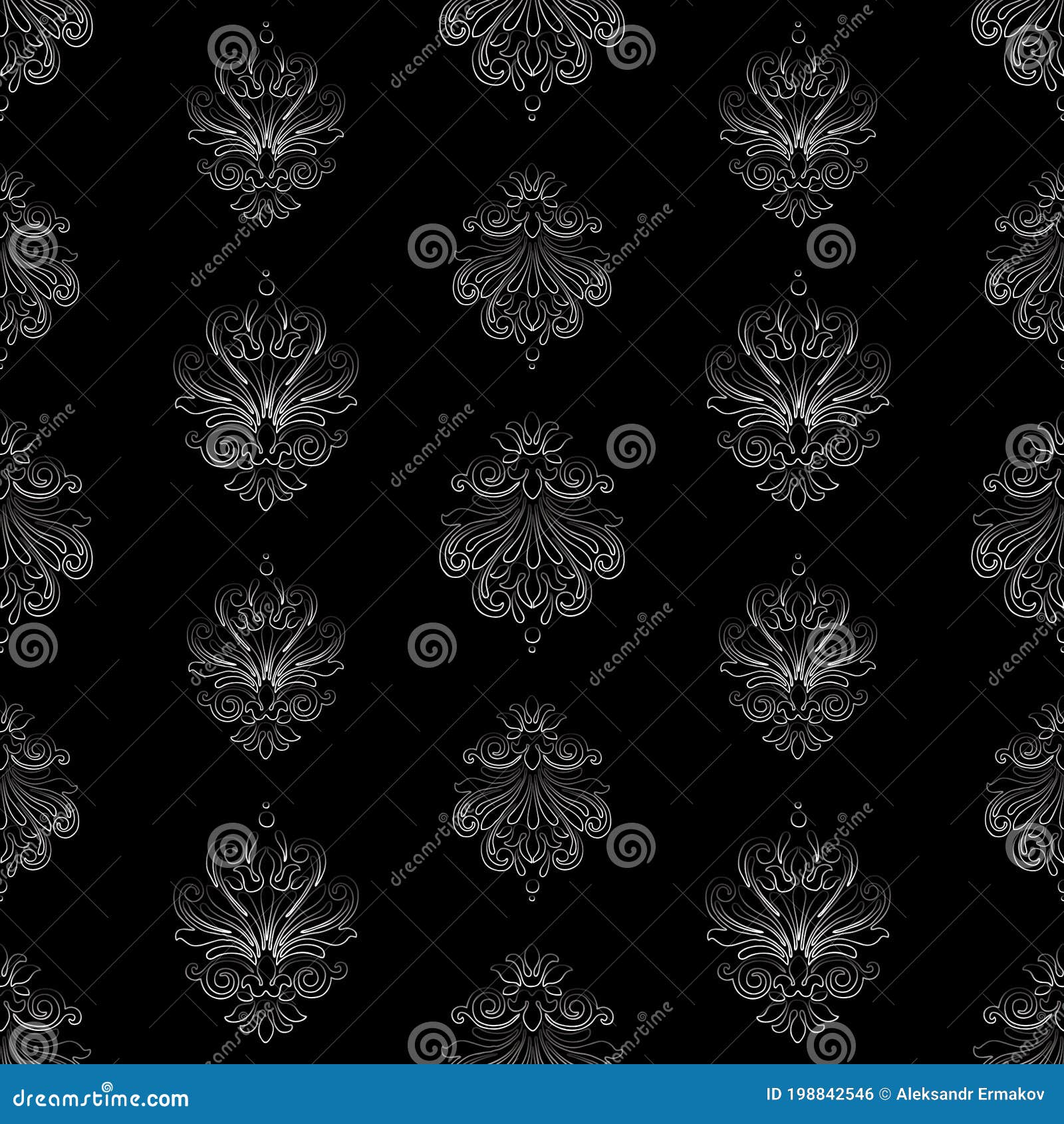 Seamless Pattern of Outlines Decorative Vintage Elements Stock Vector ...