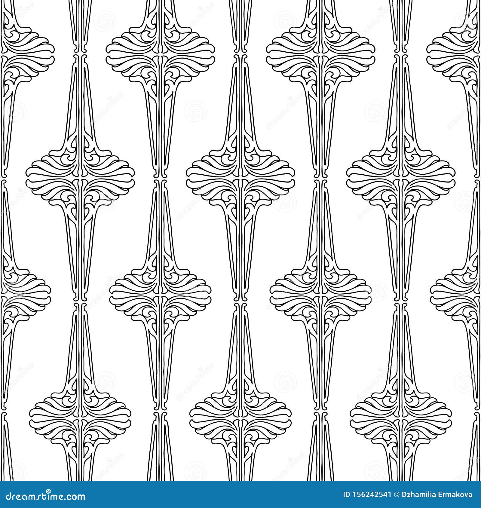 Seamless Pattern of Outlines Design Vintage Elements Stock Vector ...