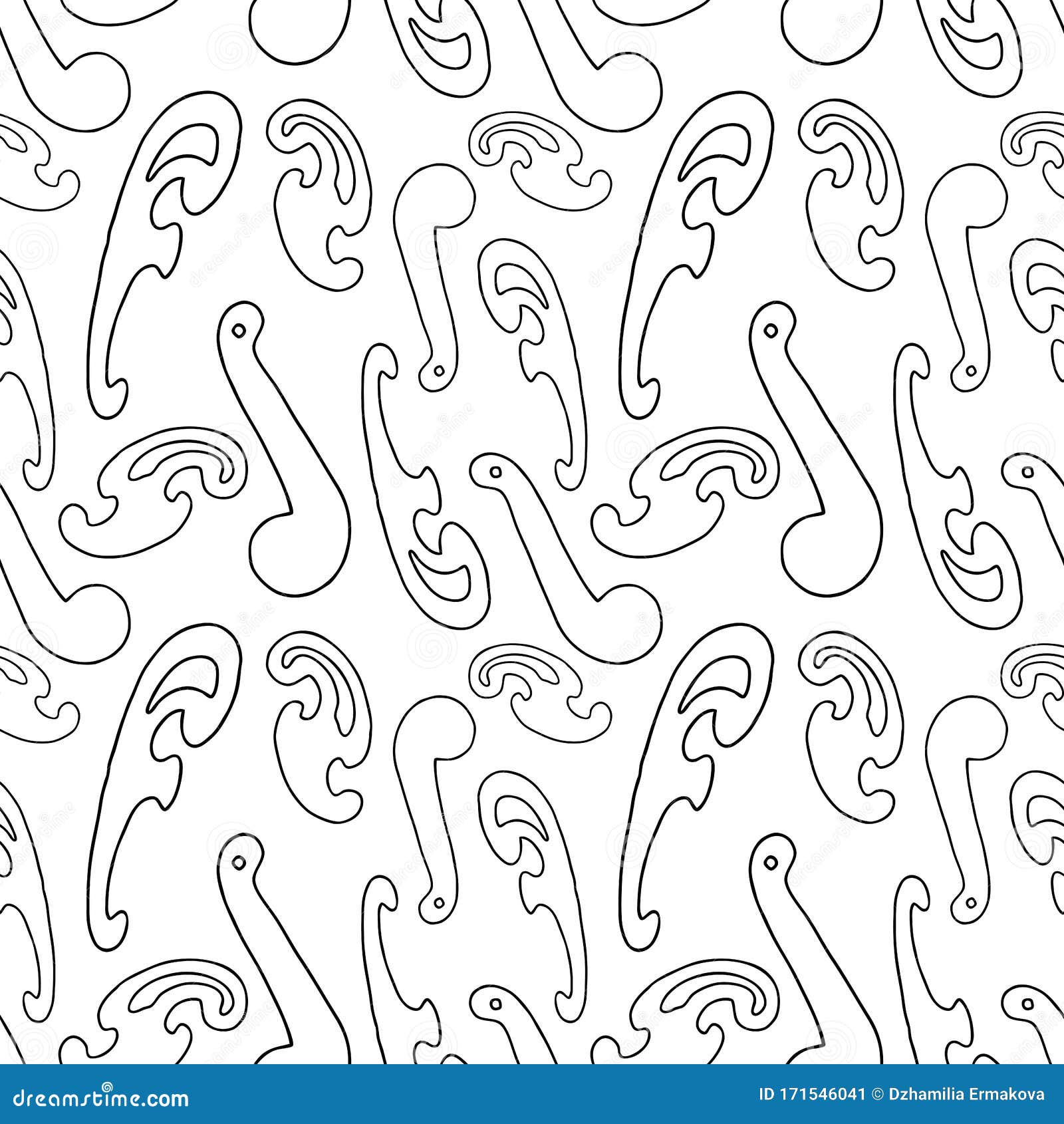Seamless Pattern of Outlines Various Sewing Templates Stock Vector ...
