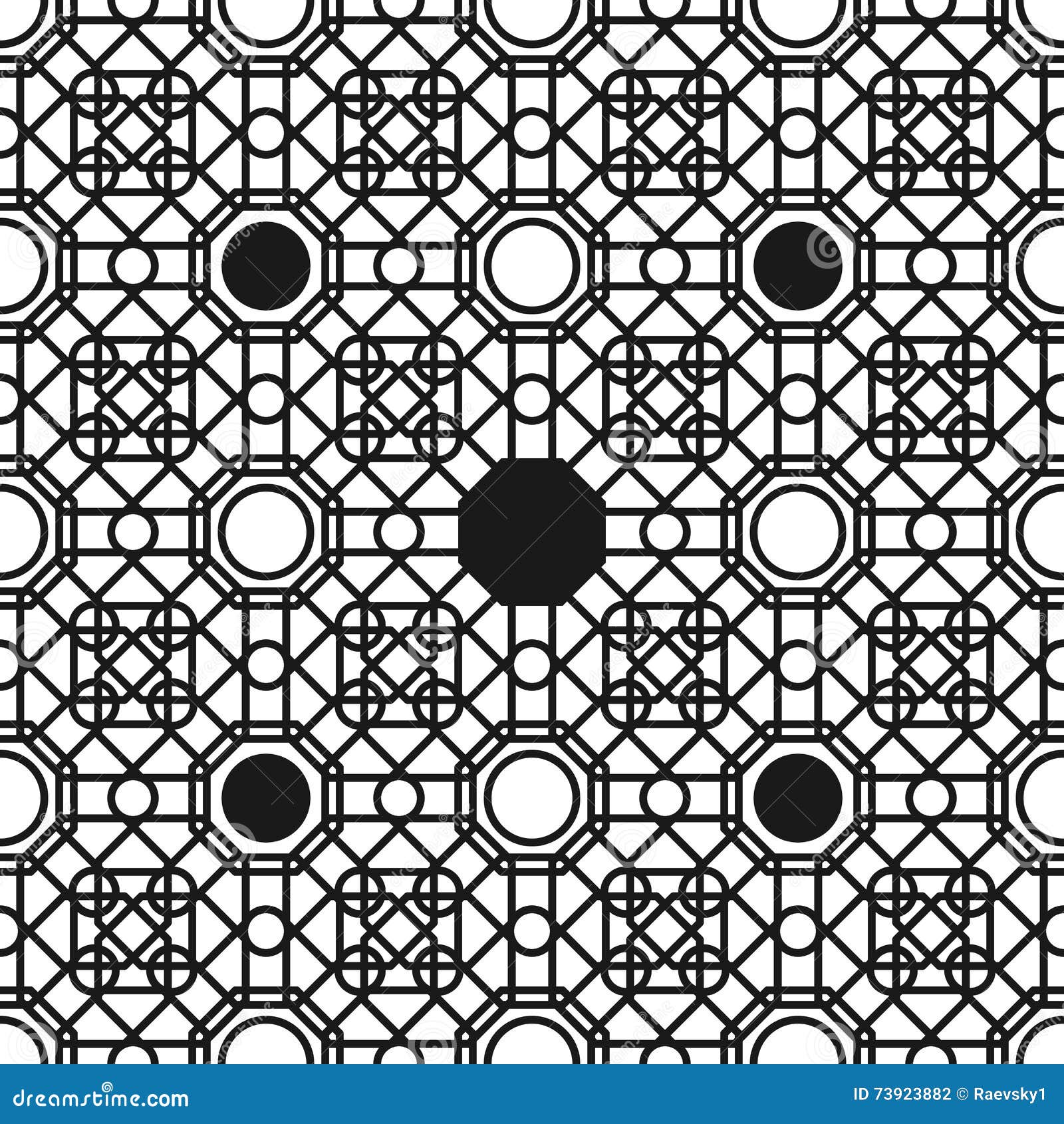Seamless Pattern With Overlapping Geometric Shapes Forming Abstract