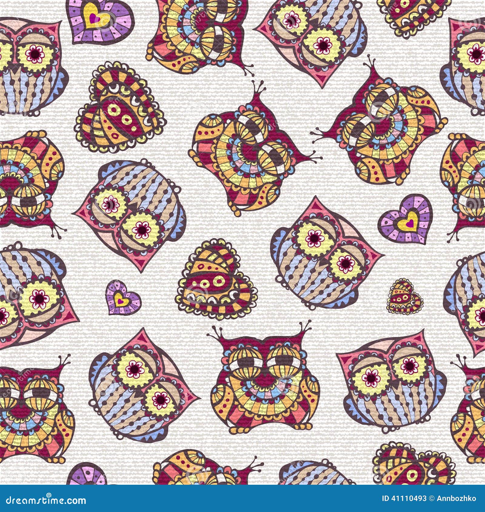 Seamless pattern with owl stock vector. Illustration of pattern - 41110493