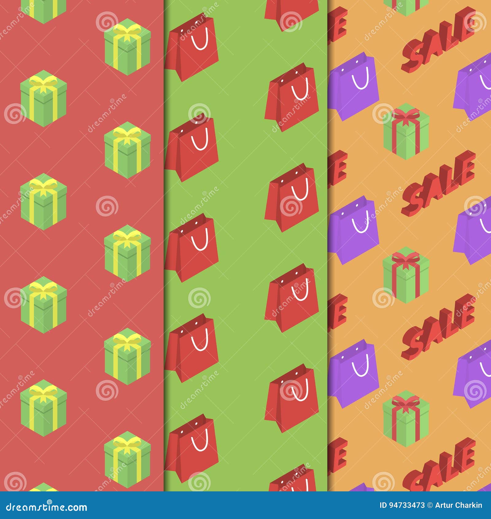 Seamless Pattern with Packages and Gifts. Stock Vector - Illustration ...