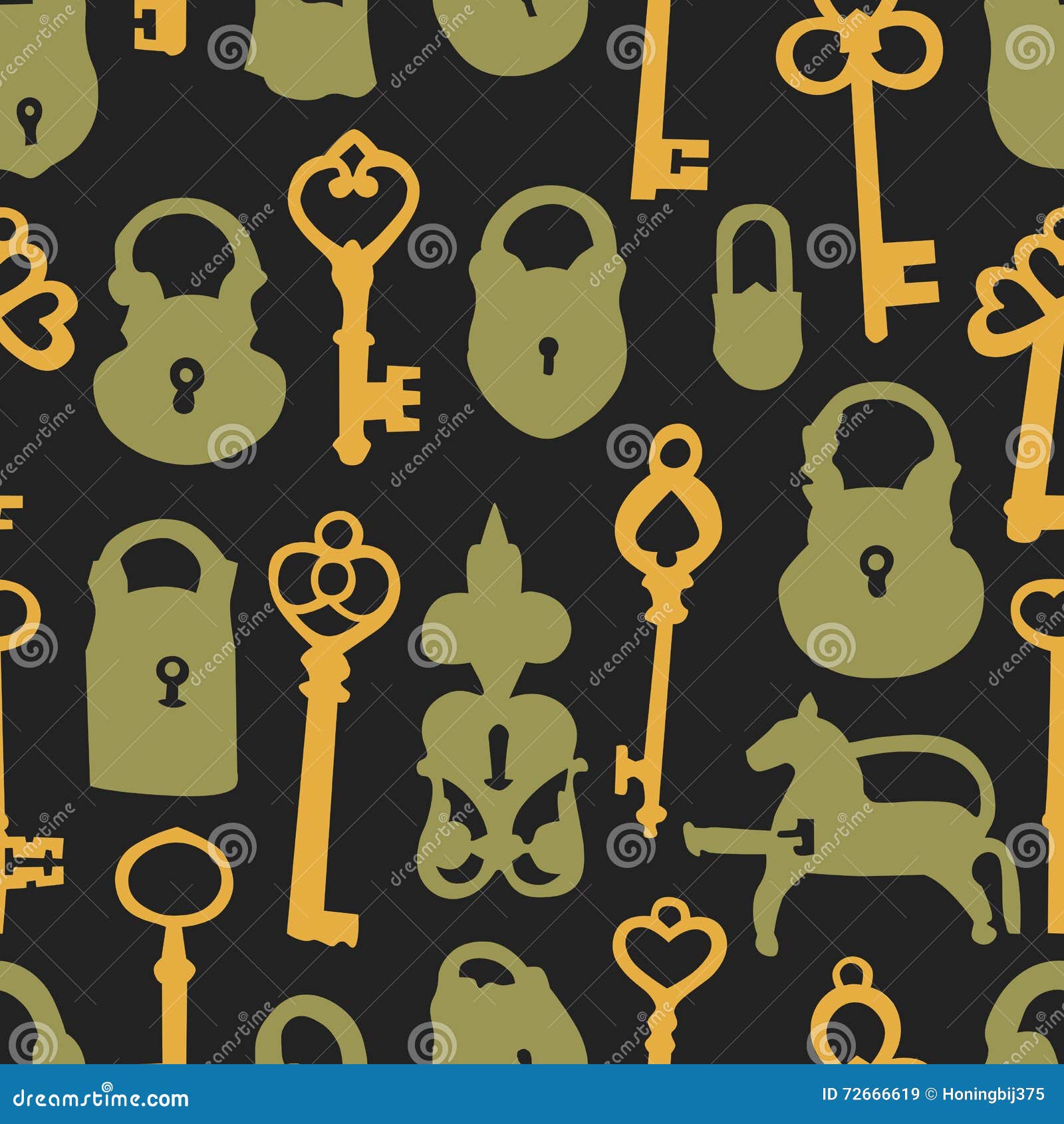 Seamless Pattern with Padlocks and Keys Stock Vector - Illustration of ...