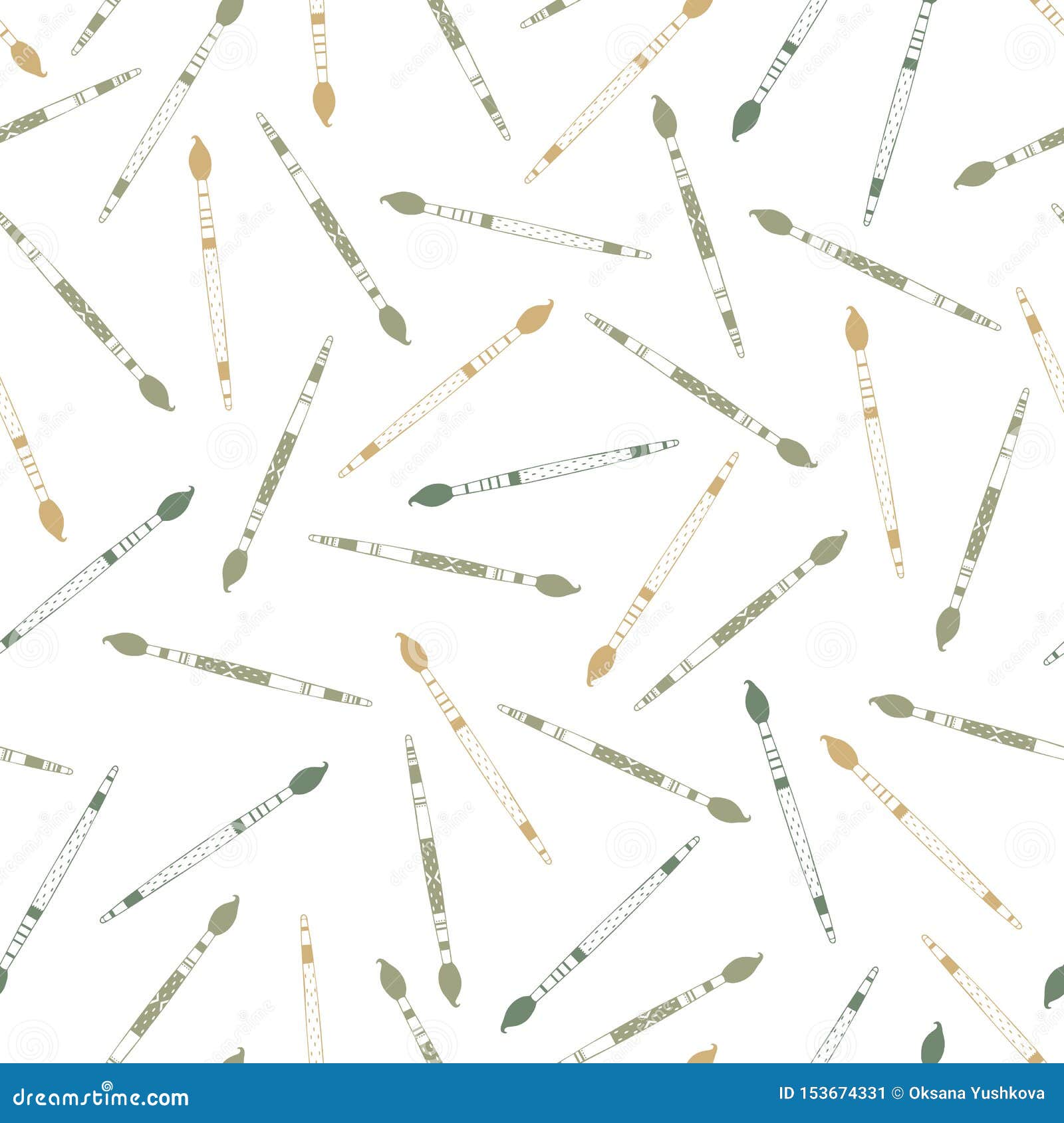 Seamless Pattern from Paint Brushes in Scandinavian Style Stock ...