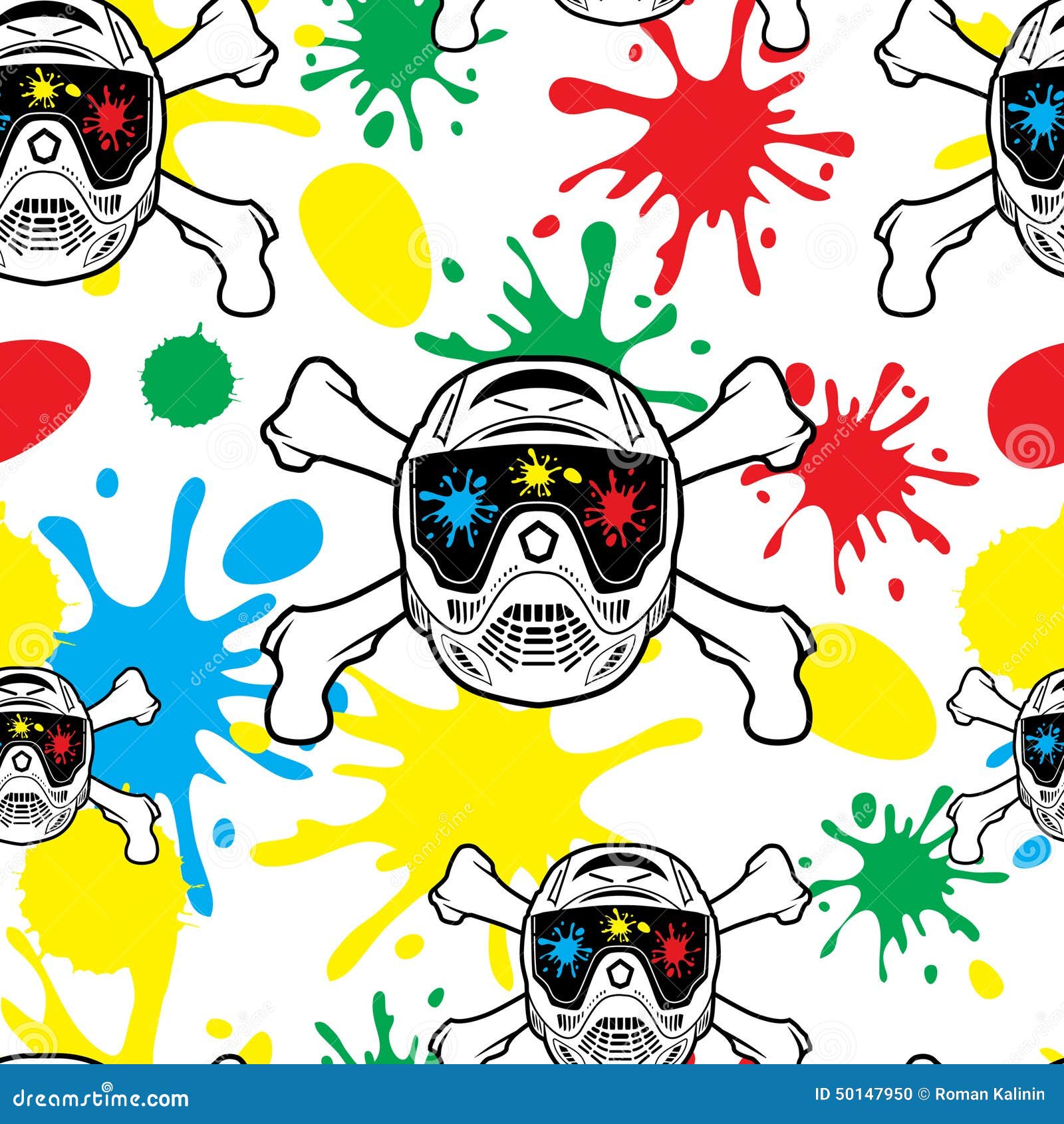 Seamless Pattern Paintball. Spray Paint and Helmets Stock Vector ...
