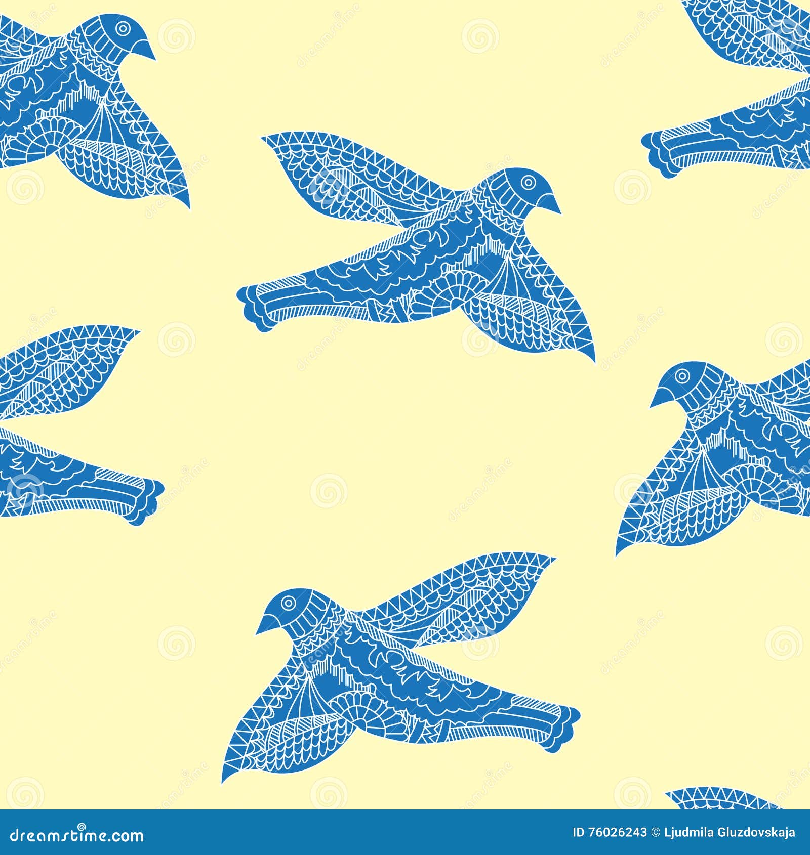 Seamless Pattern with Painted Flying Bird Background. Vector Ill Stock ...