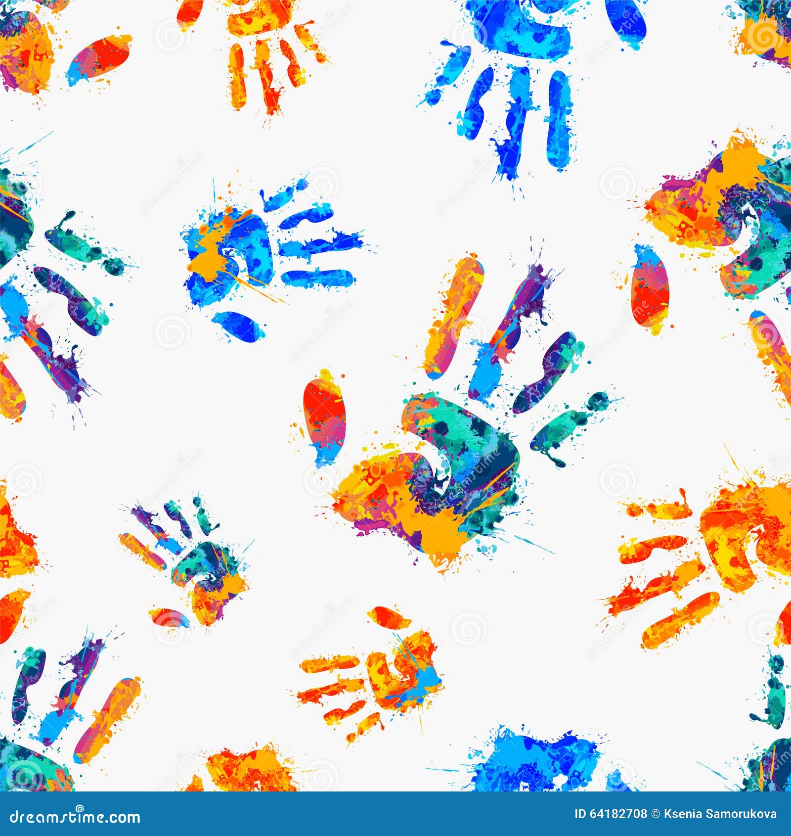 Seamless Pattern - Painted Hands Stock Vector - Illustration of paper ...