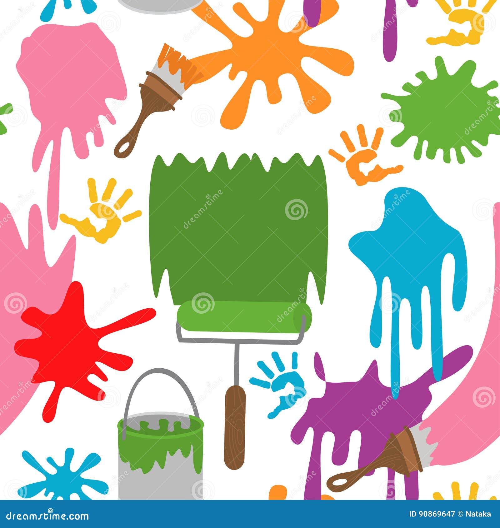 Seamless Pattern with Paints Stock Vector - Illustration of splatter ...