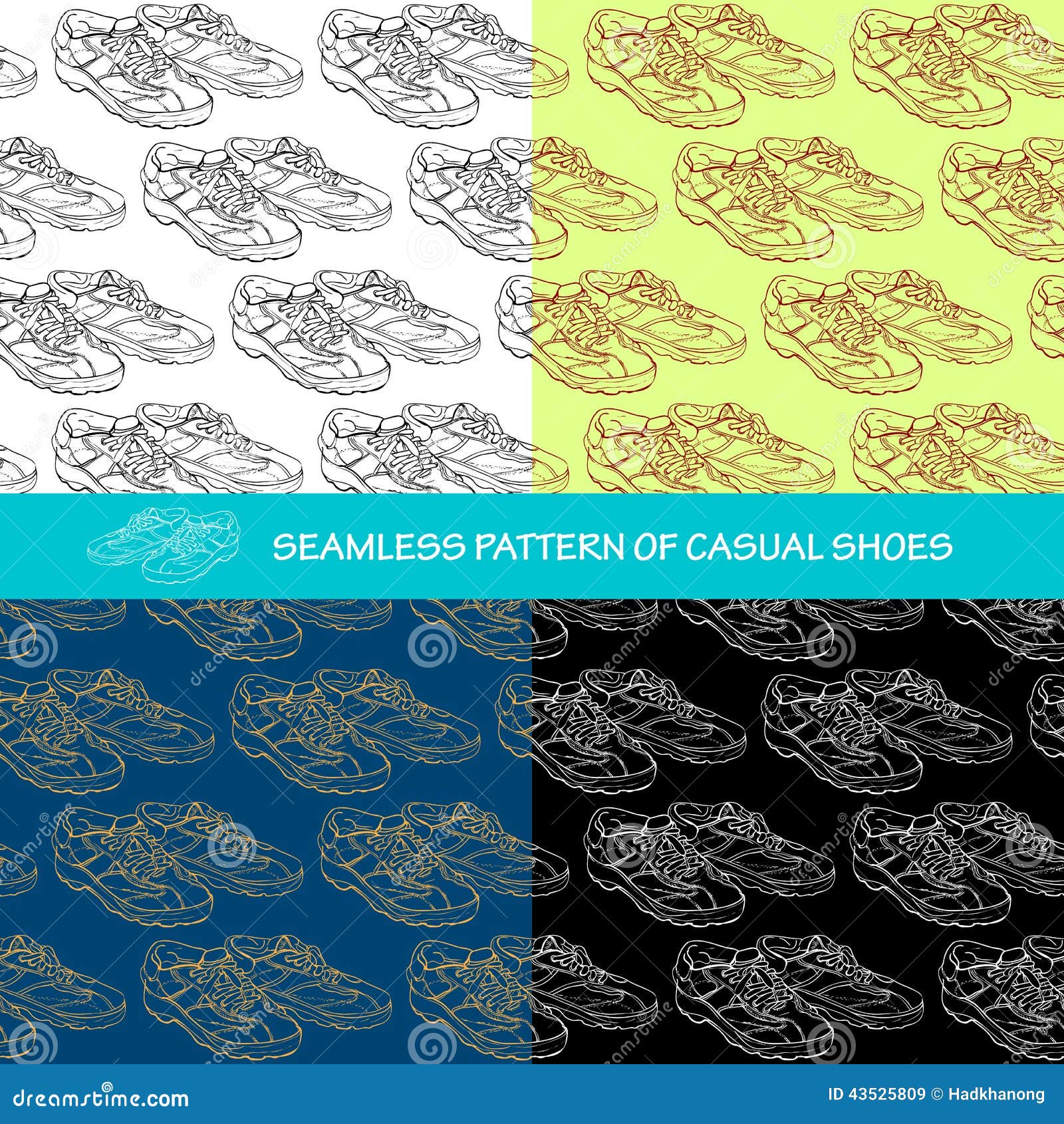 Seamless Pattern a Pair of Casual Shoes Stock Vector - Illustration of ...