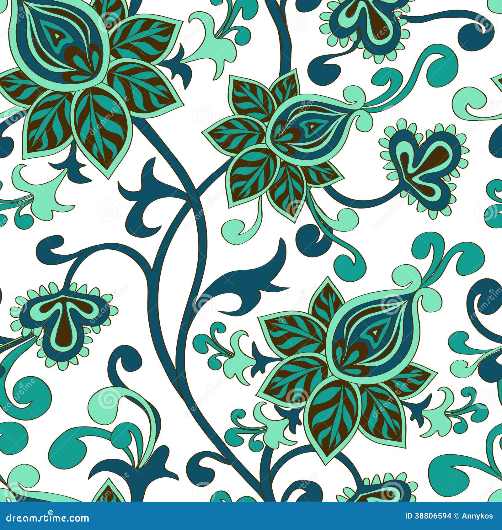 Seamless Pattern of Paisley Floral Ornament Stock Vector - Illustration ... Seamless Pattern of Paisley Floral Ornament Stock Vector - Illustration ...