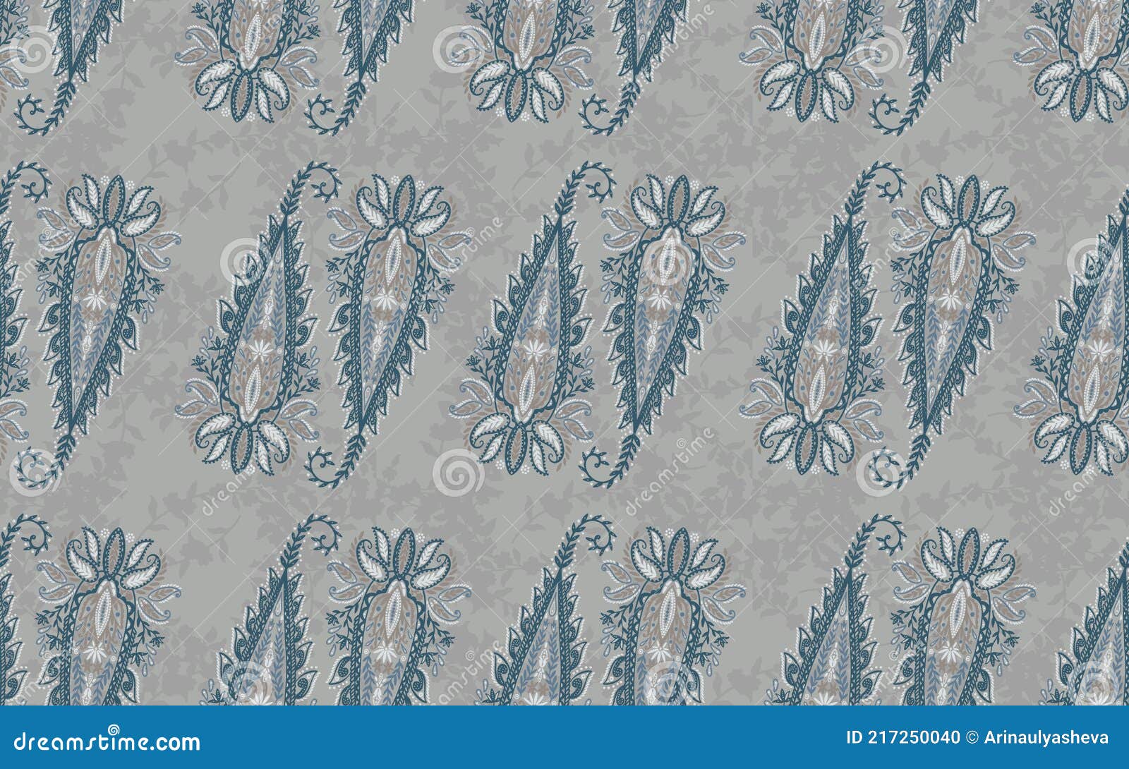 Seamless Pattern Paisley Ornament Folk Flower Floral Motif Rustic