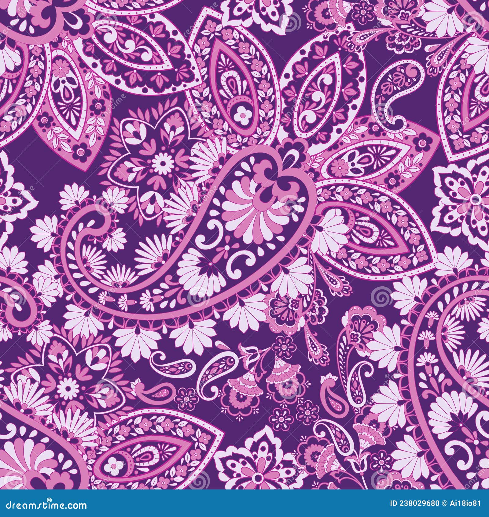 Seamless Pattern With Paisley Ornament Ornate Floral Decor Stock