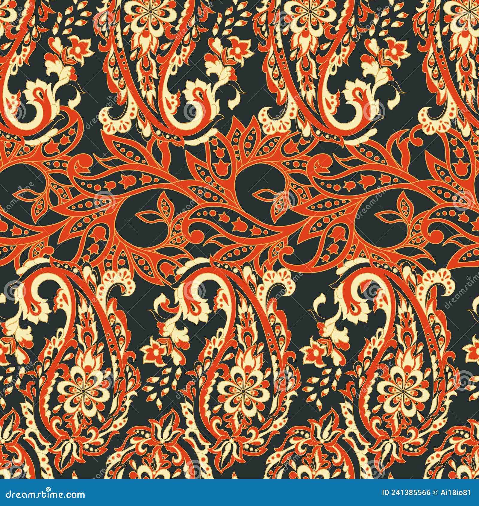 Seamless Pattern With Paisley Ornament Vector Illustration Stock