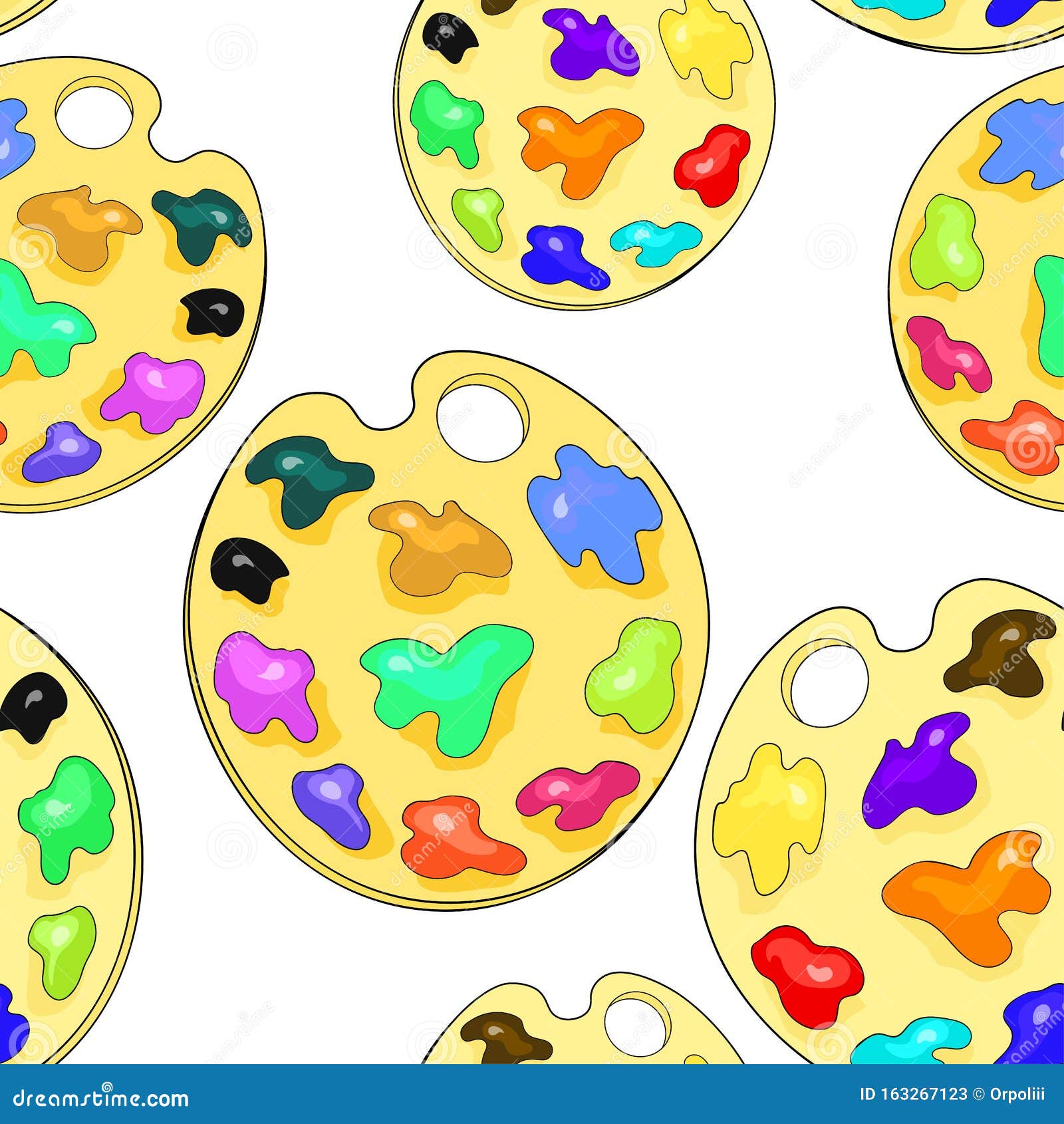 Seamless Pattern Palette for Drawing Paints. Vector Illustration Stock ...