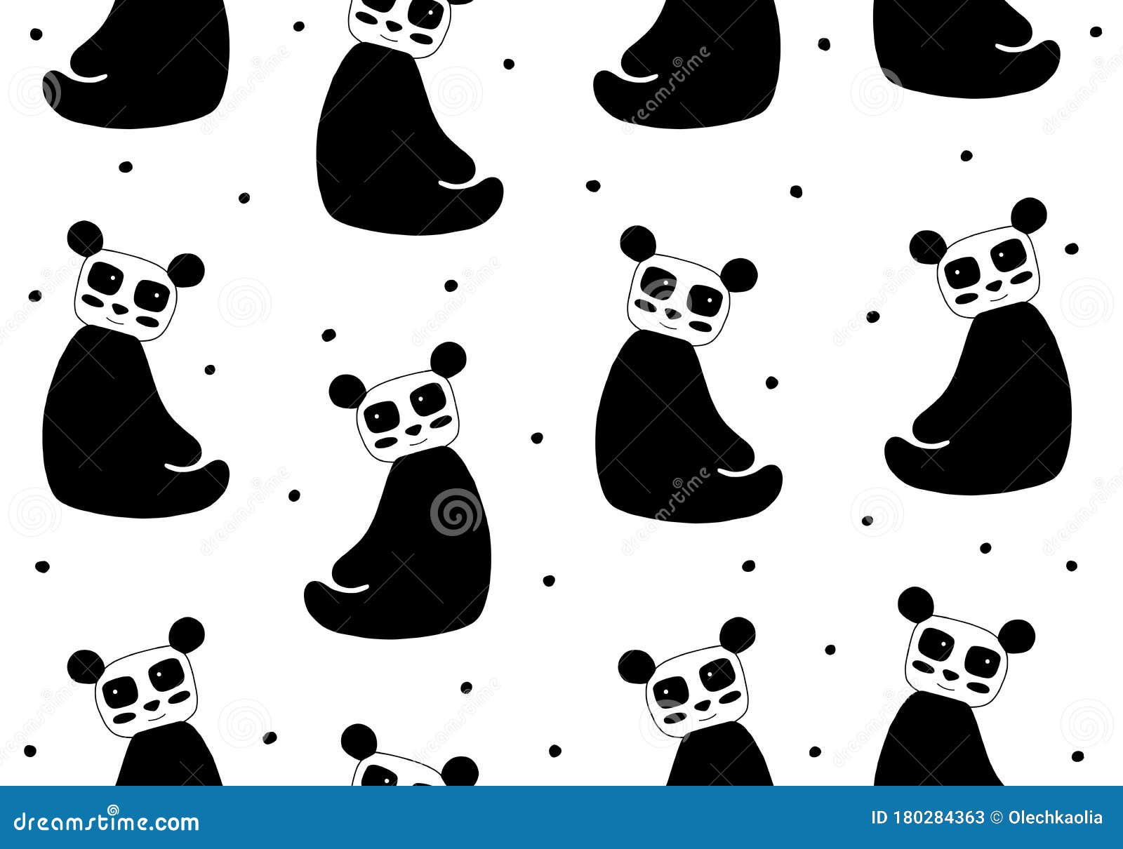 Seamless Pattern with Panda Stock Illustration - Illustration of design ...