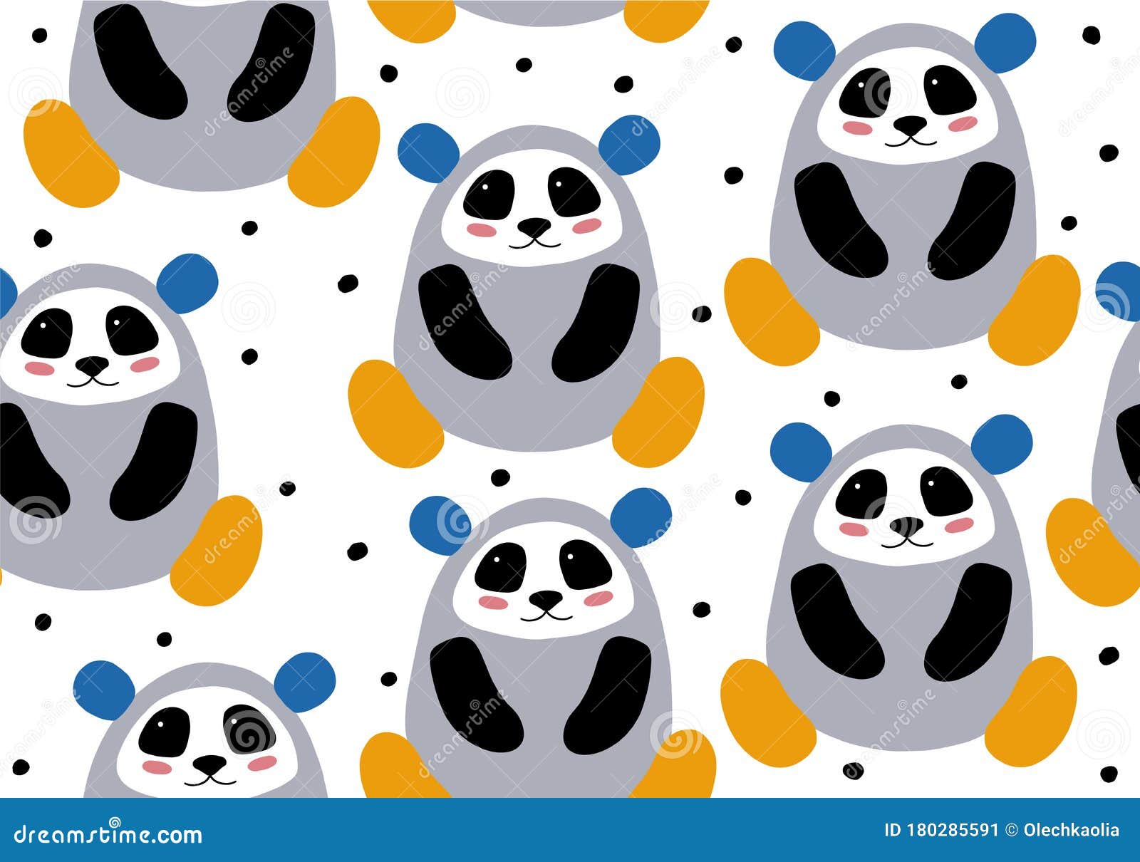 Seamless Pattern with Panda Stock Illustration - Illustration of flat ...