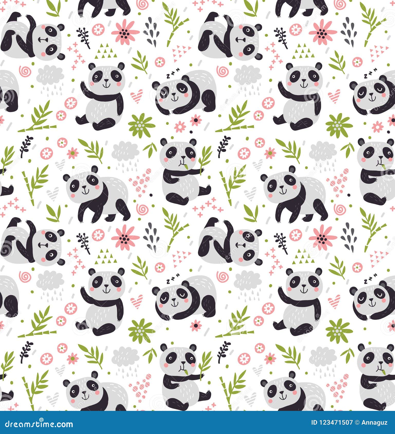 Seamless Pattern with Pandas Stock Vector - Illustration of design ...