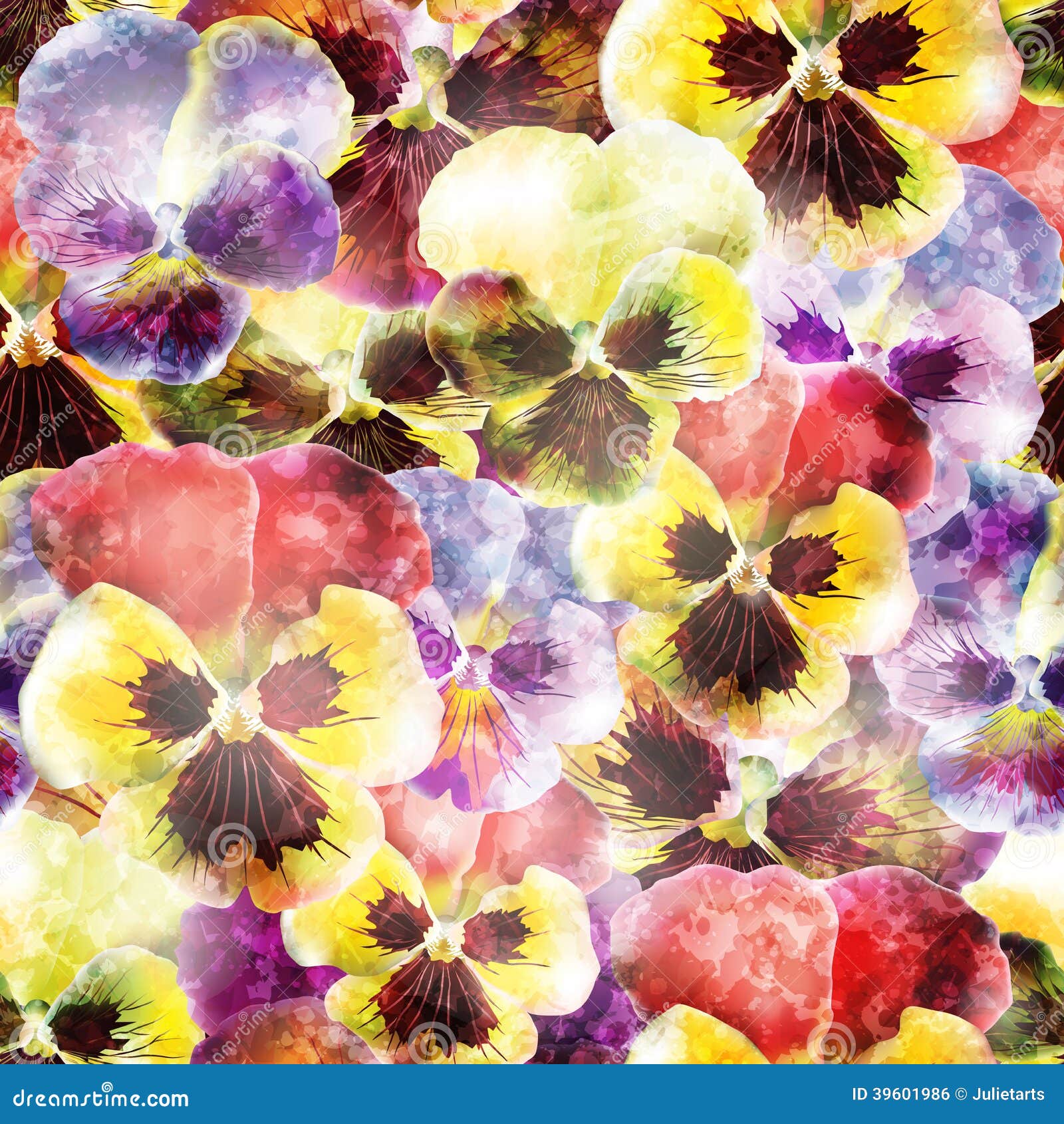 Seamless Pattern Pansy Flowers. Vector, EPS10 Stock Vector ...