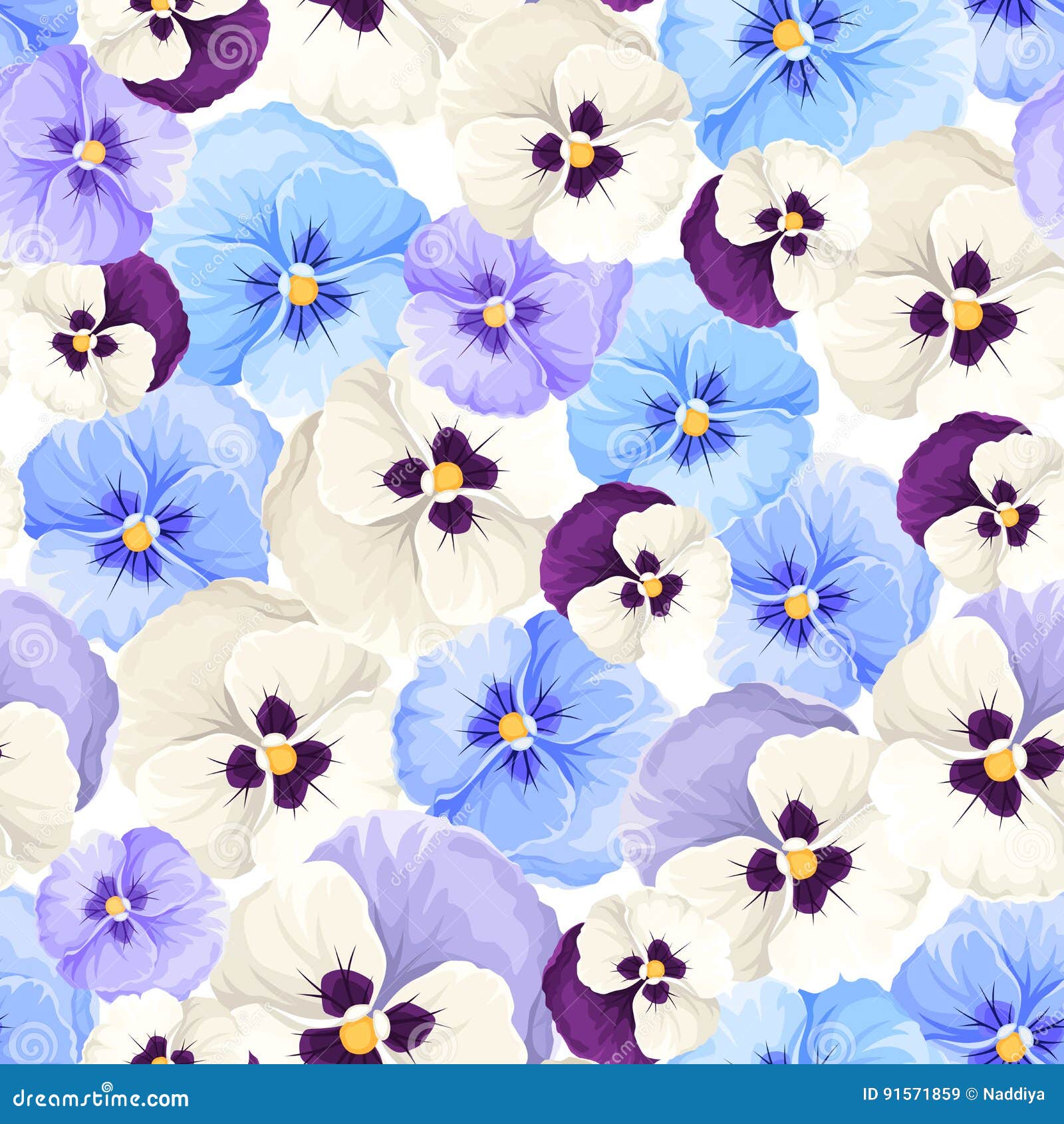 Seamless Pattern with Pansy Flowers. Vector Illustration. Stock Vector ...