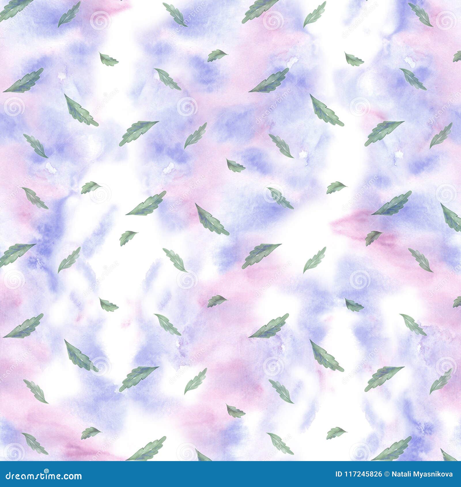 Seamless Pattern with Pansy Leaves. Watercolor Illustration Stock ...