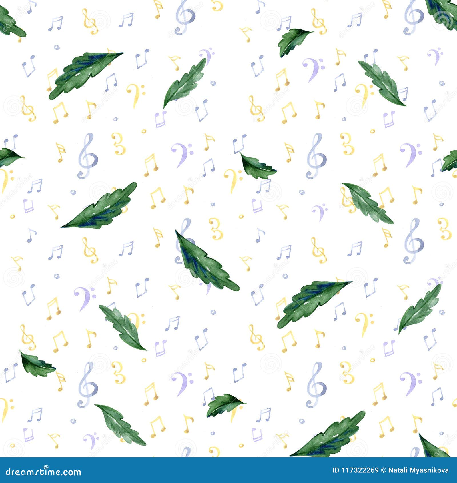 Seamless Pattern with Pansy Leaves. Watercolor Illustration Stock ...