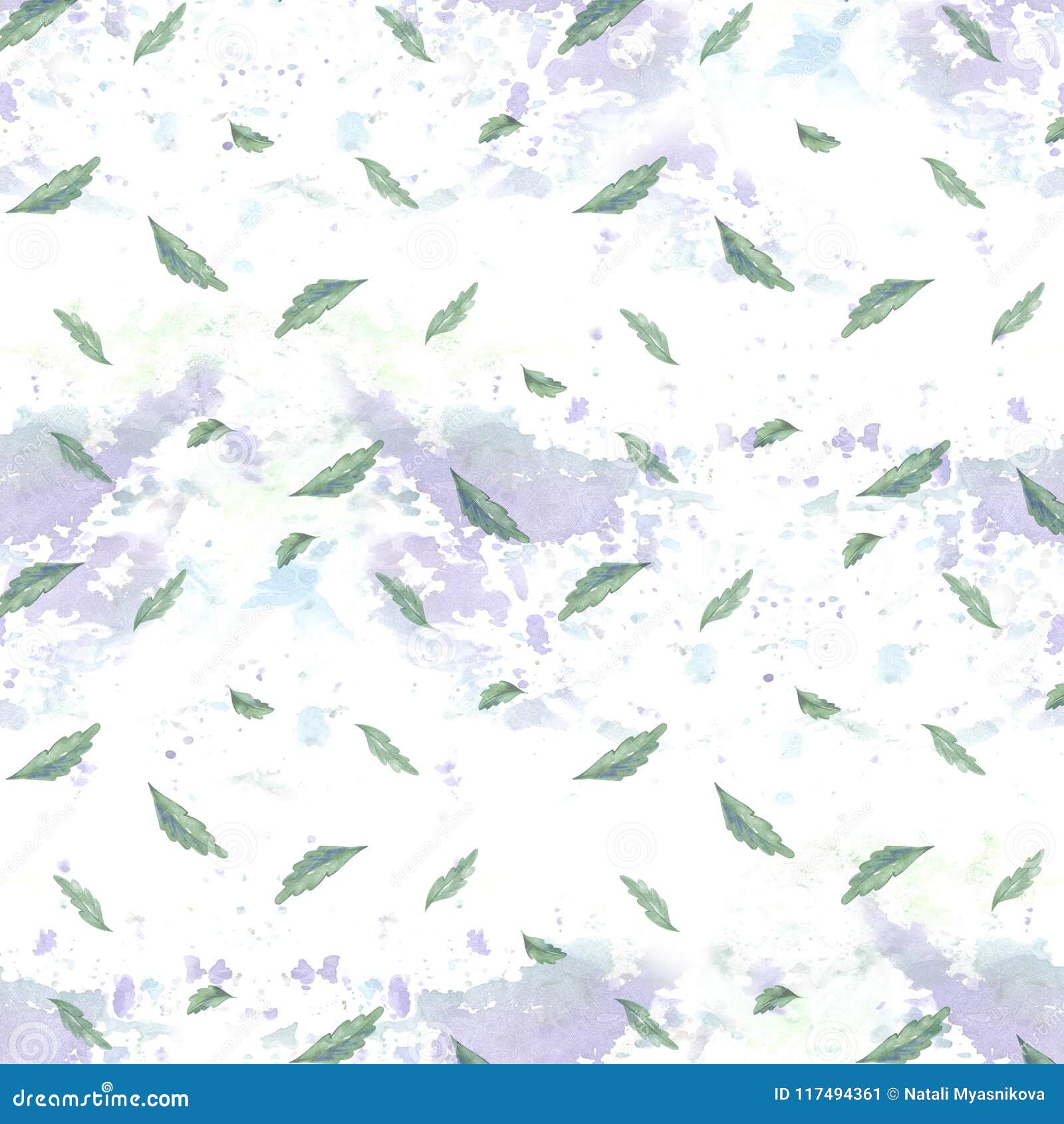 Seamless Pattern with Pansy Leaves. Watercolor Illustration Stock ...