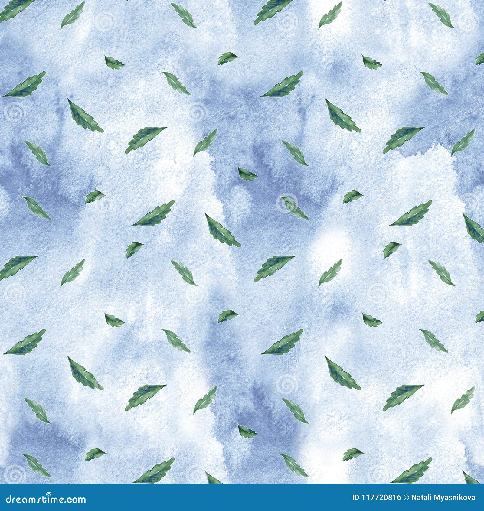 Seamless Pattern with Pansy Leaves. Watercolor Illustration Stock ...