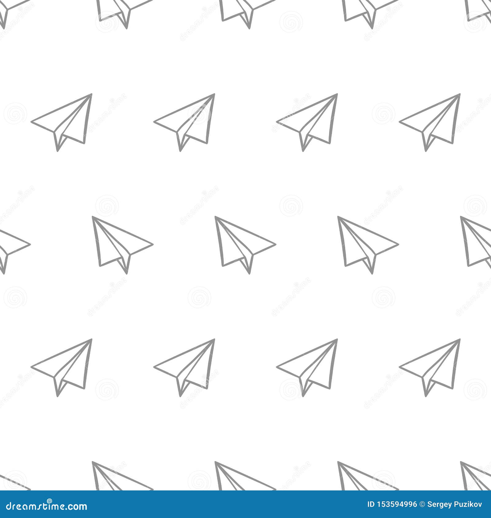 Seamless Pattern with Paper Airplanes in Doodle, Hand Drawing Style on ...