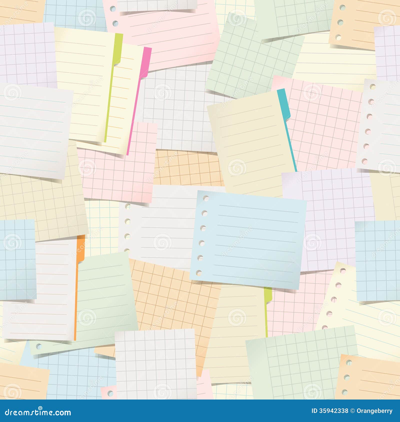 Seamless Pattern with Paper Notes Stock Vector - Illustration of ...