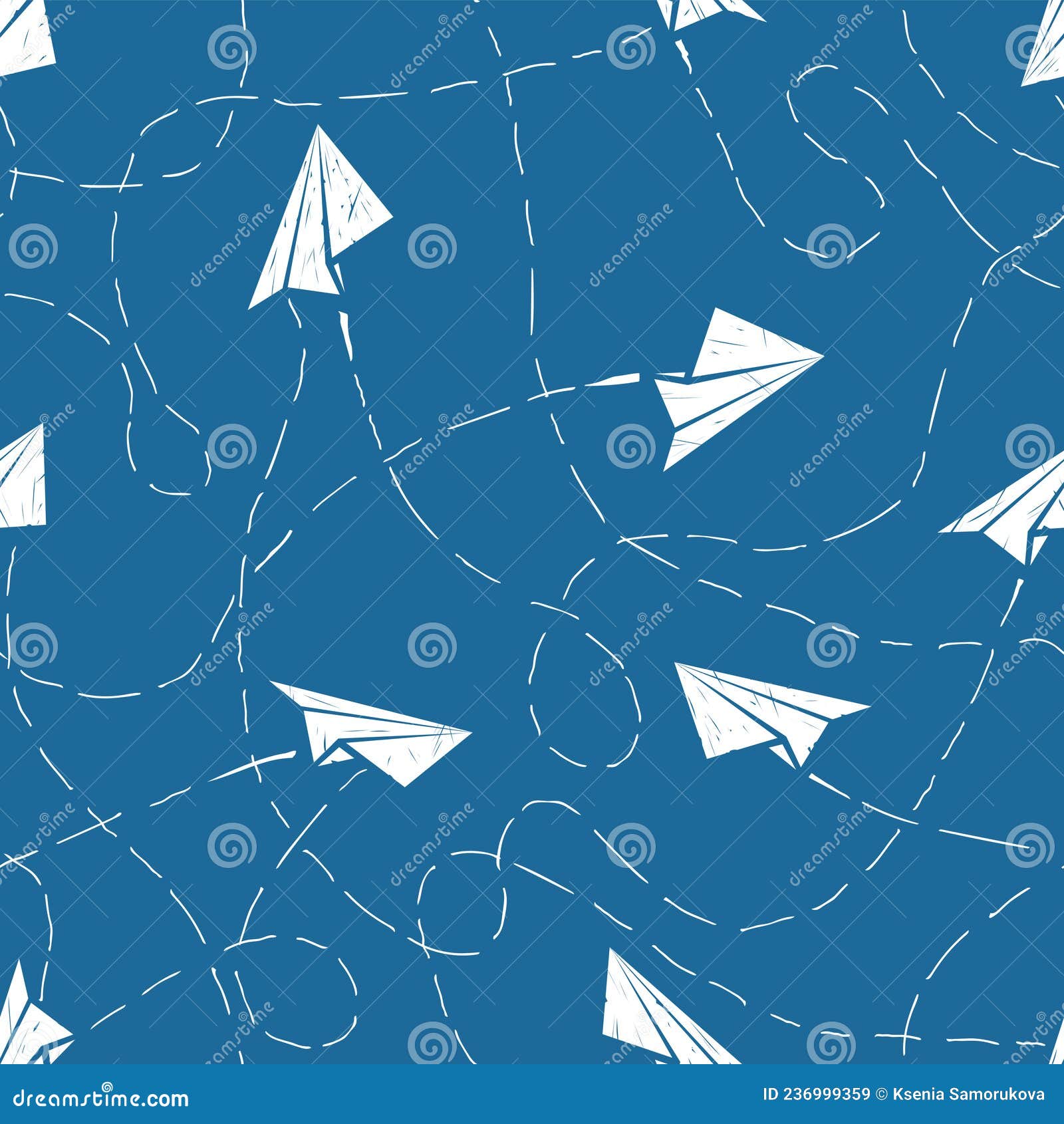 Seamless Pattern of Paper Plane on Blue Background Stock Vector ...