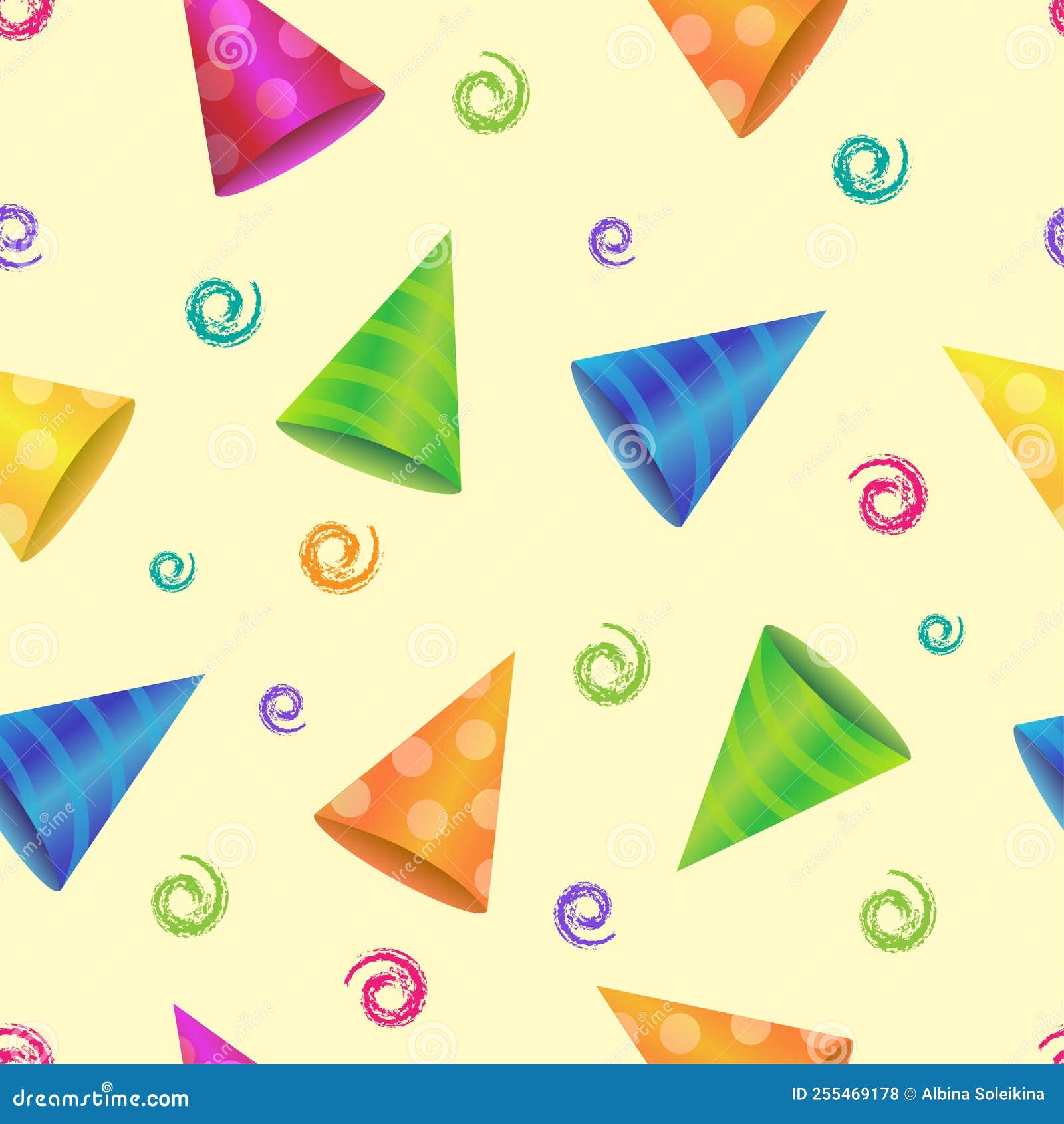 Seamless Pattern with Party Hats Stock Vector - Illustration of ...