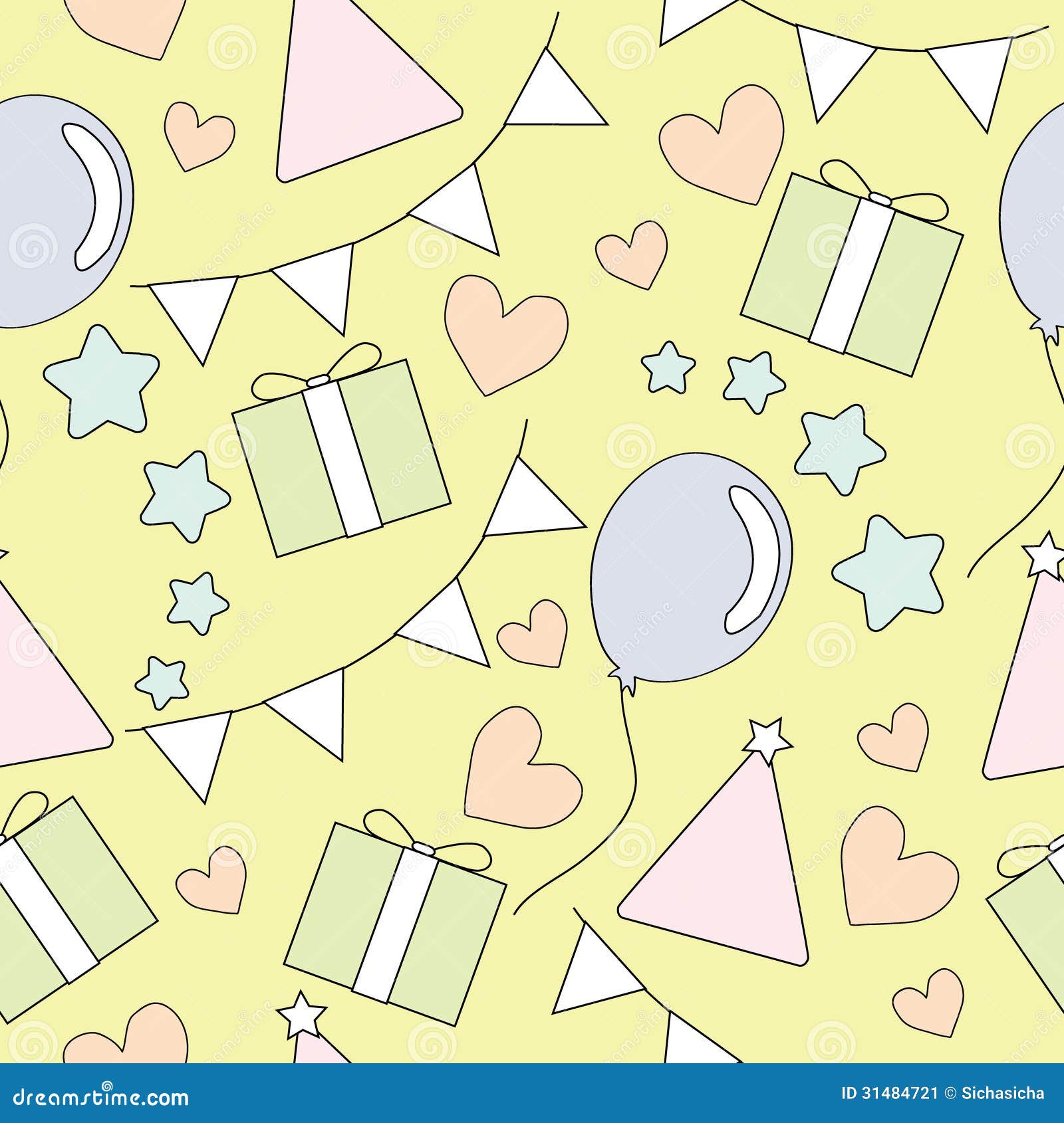 Seamless Pattern Of Party Illustration Background Stock Image - Image ...