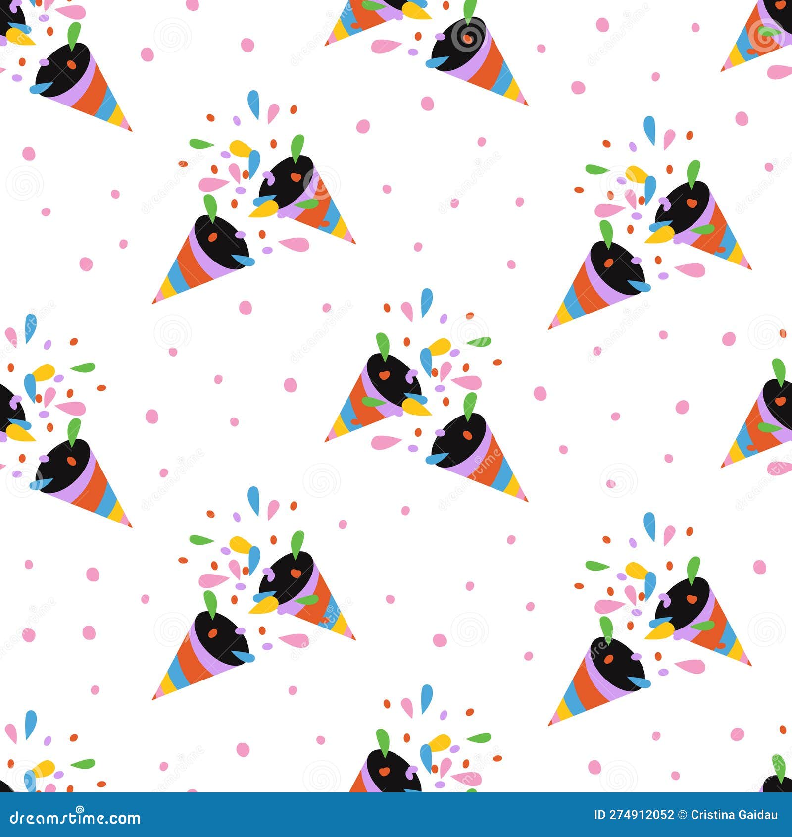 Seamless Pattern with Party Popper Vector Illustration Stock Vector ...