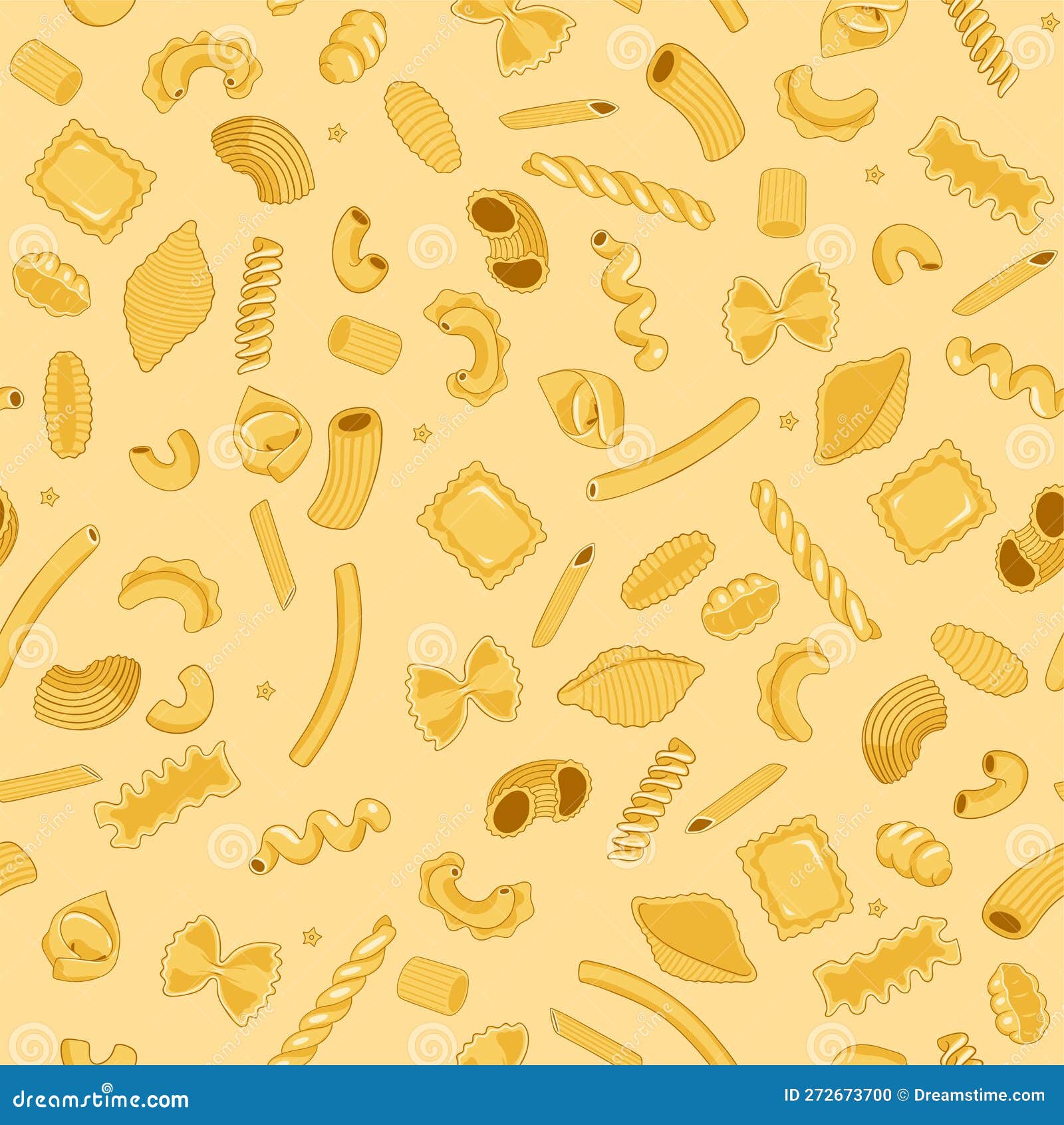 Seamless Pattern with Pasta in Different Shapes. Vector Graphics Stock ...