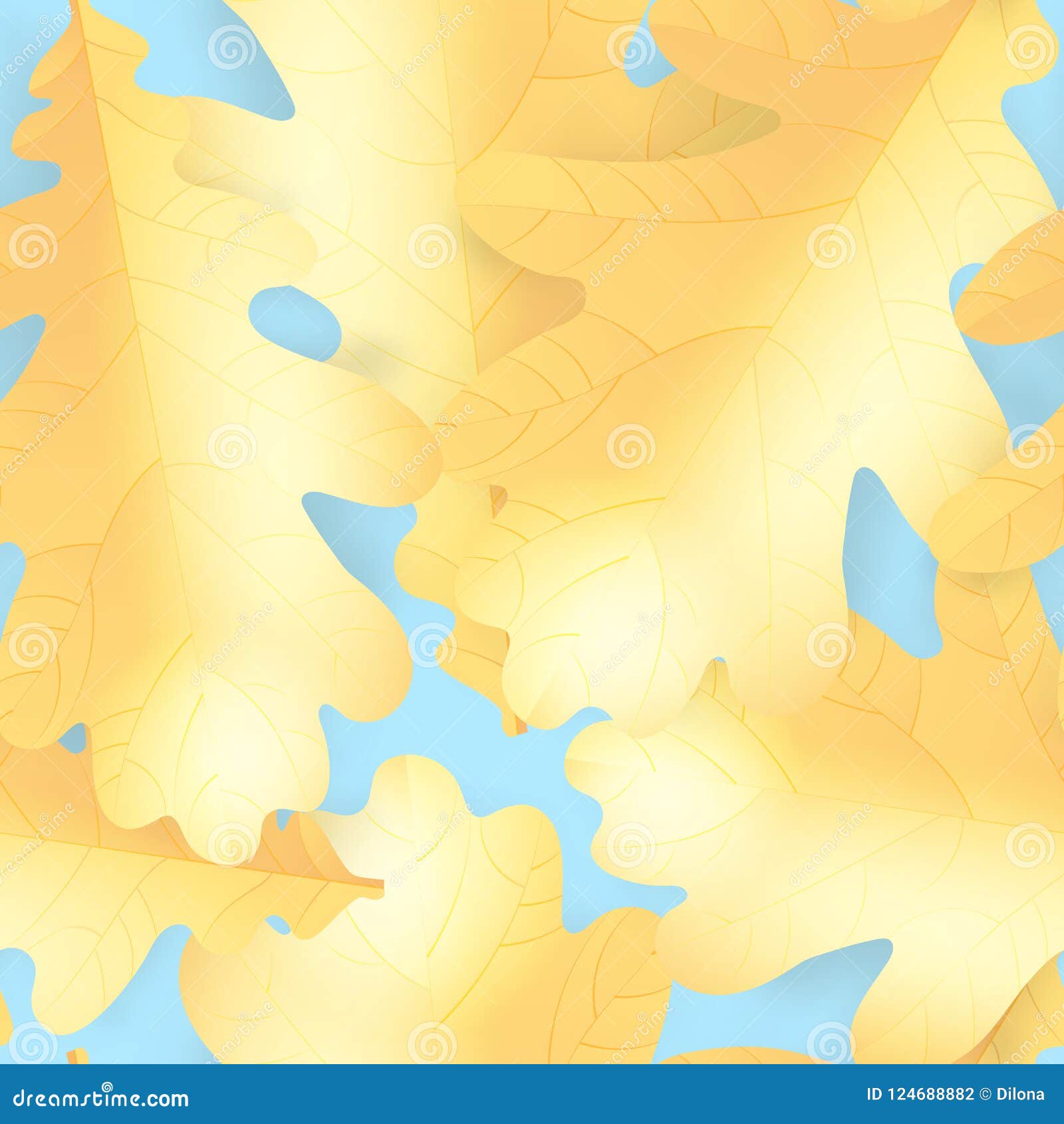 Seamless Pattern in Pastel Color Closeup of Autumn Oak Leaves in Pastel ...