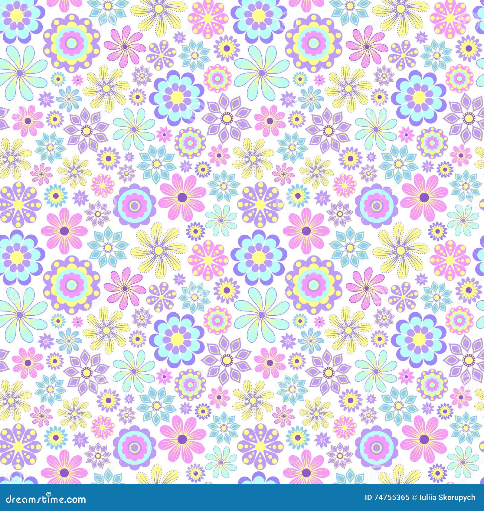 Seamless Pattern with Pastel Flowers Stock Vector - Illustration of ...