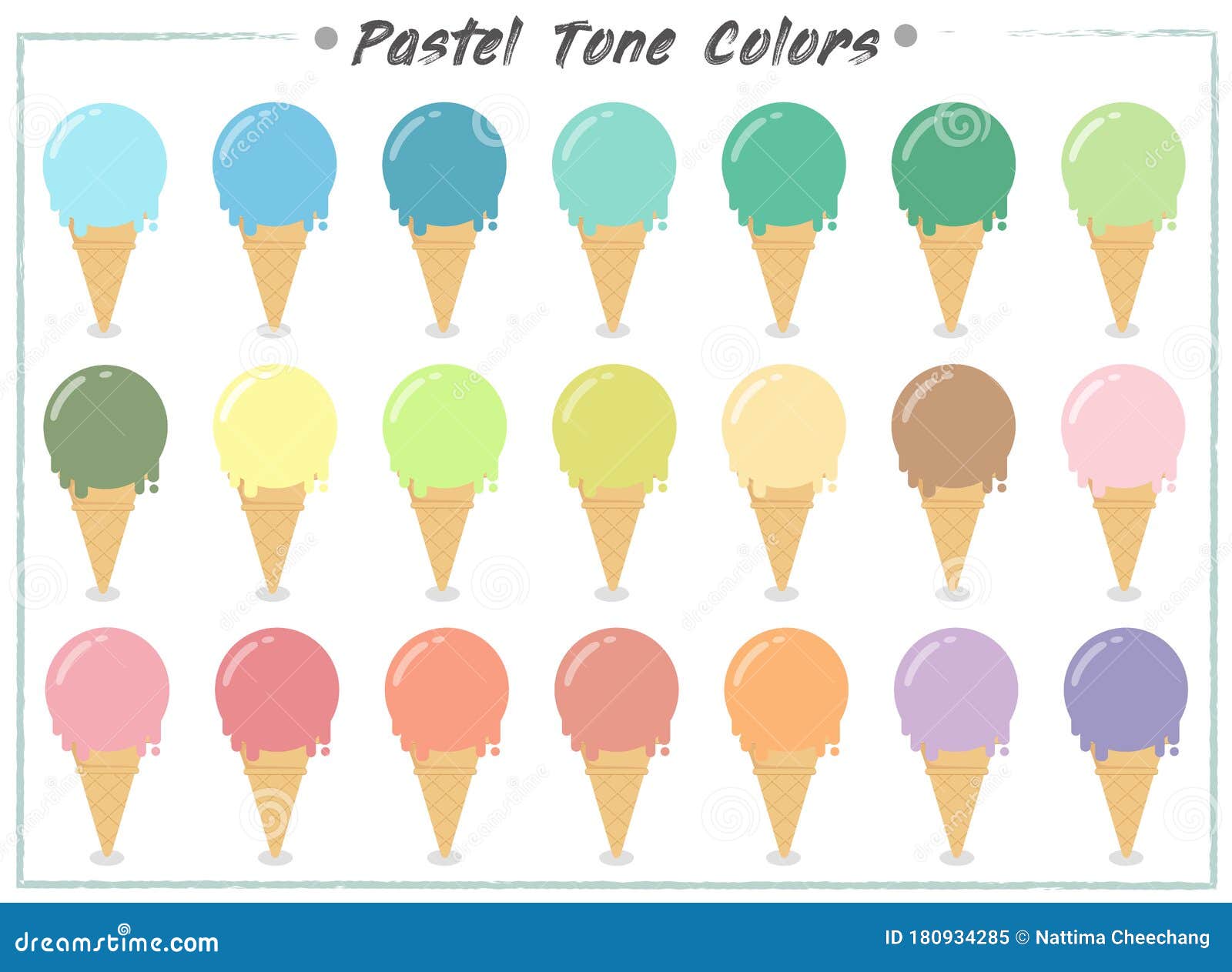 Seamless Pattern with Pastel Tone Ice Cream Cones Stock Illustration ...