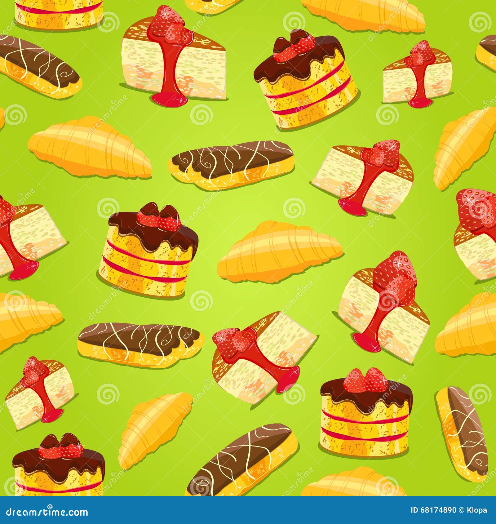 Seamless Pattern with Pastries Stock Vector - Illustration of fruit ...