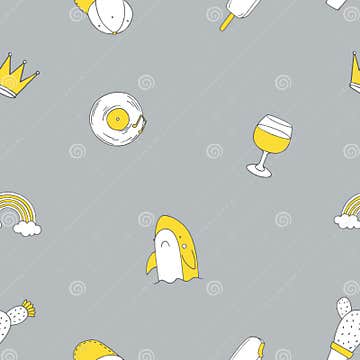 Seamless Pattern with Patch Doodles Stock Vector - Illustration of ...