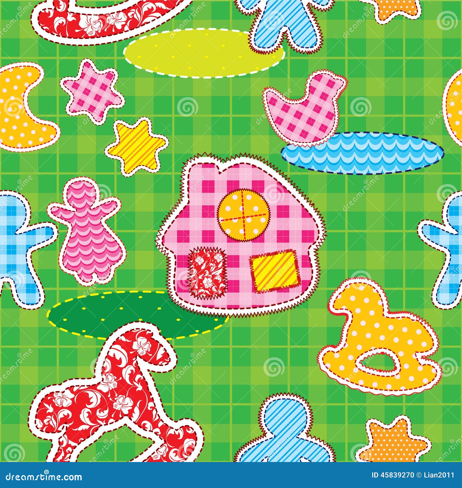 Seamless Pattern with Patch Silhouettes - Fabric Texture. Stock Vector ...