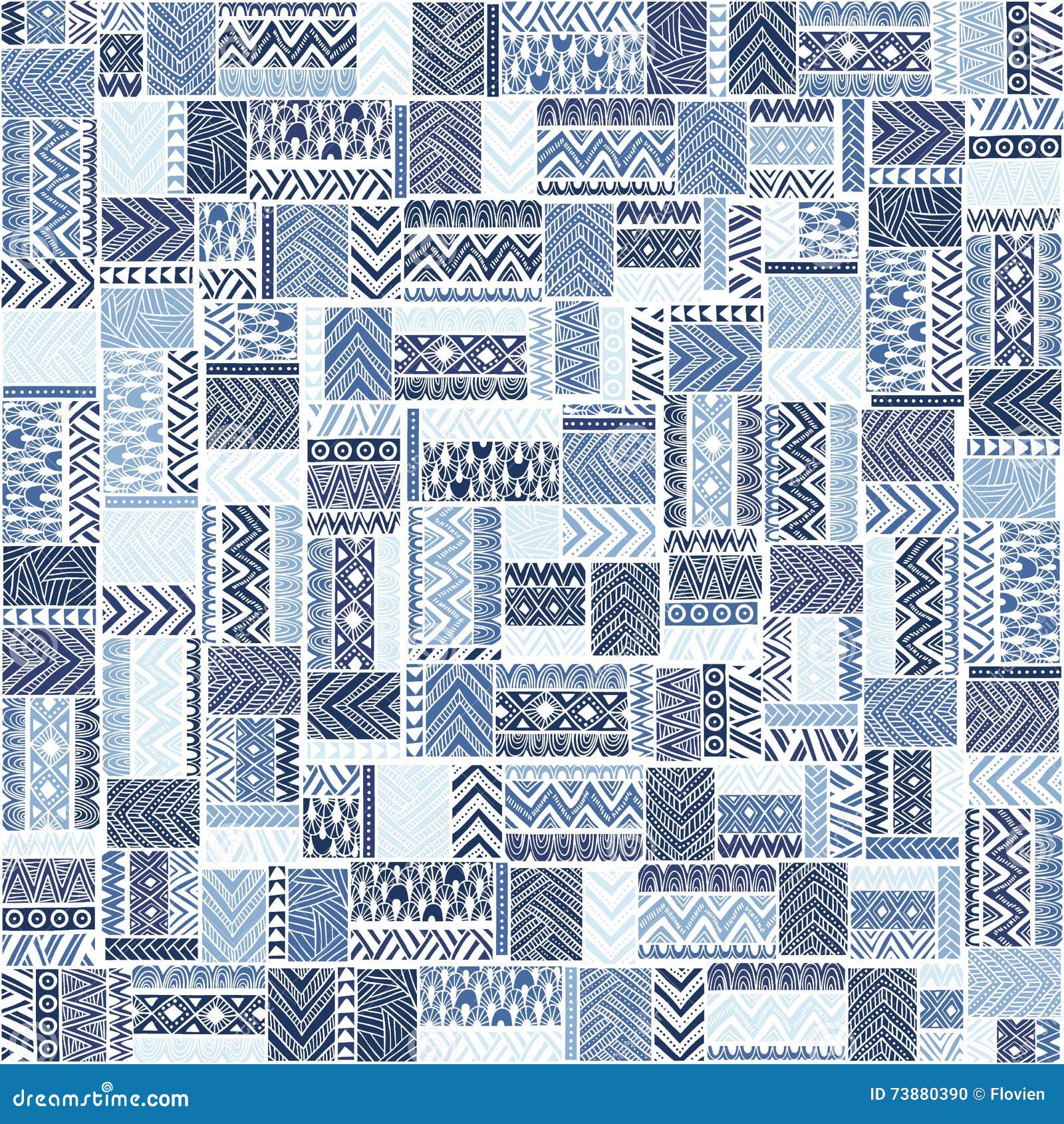 Seamless Pattern of Patchwork. Elegant Blue Ornament Stock Vector ...